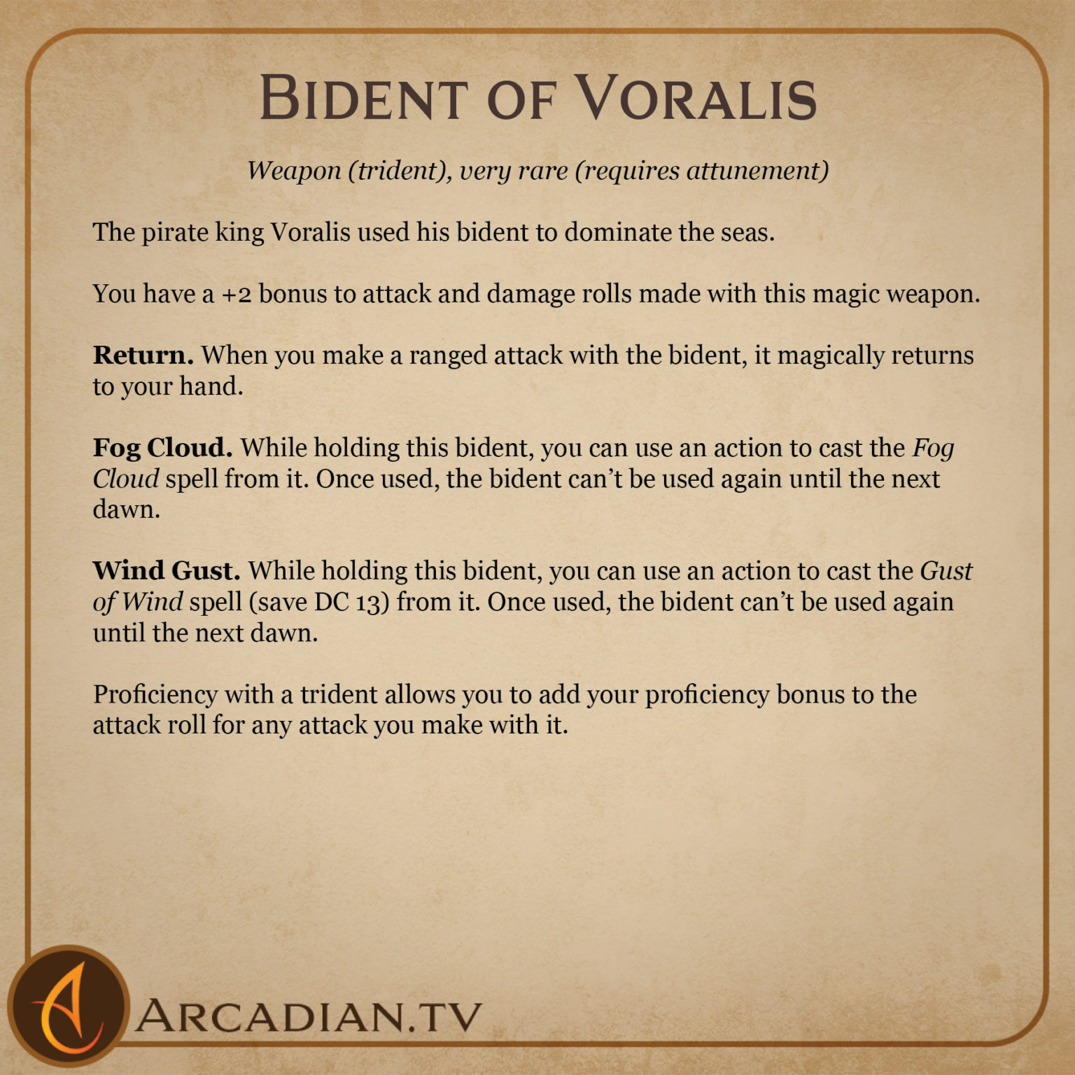 Bident of Voralis – DnD New Magic Item - Arcadian Media