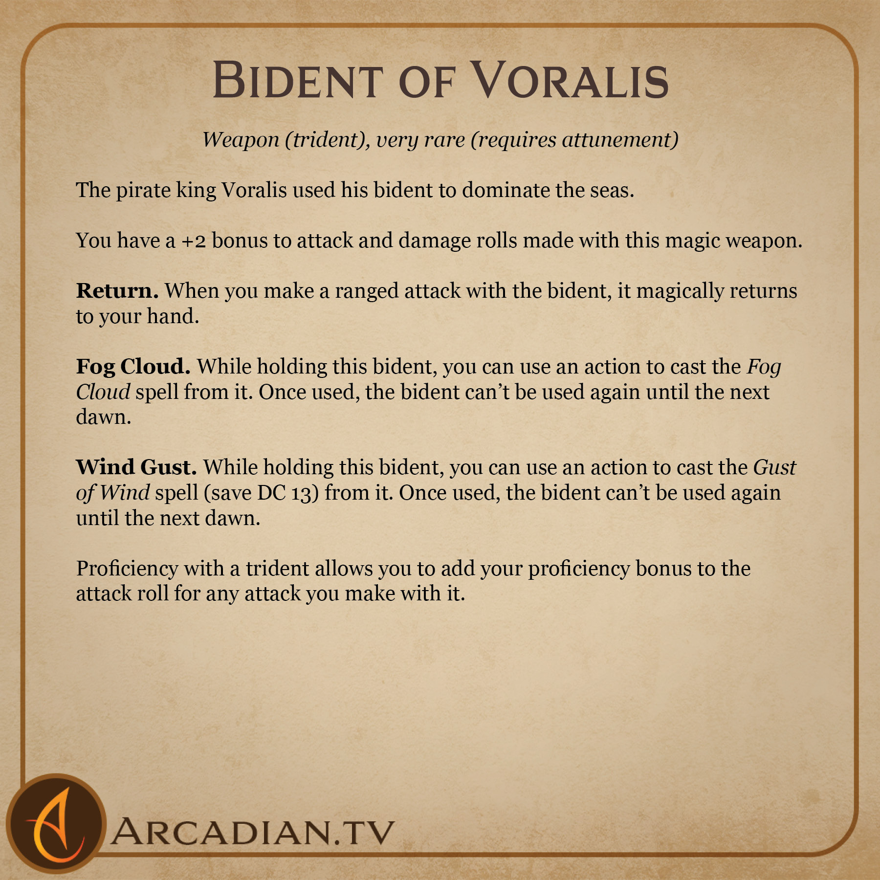 Bident of Voralis – DnD New Magic Item - Arcadian Media