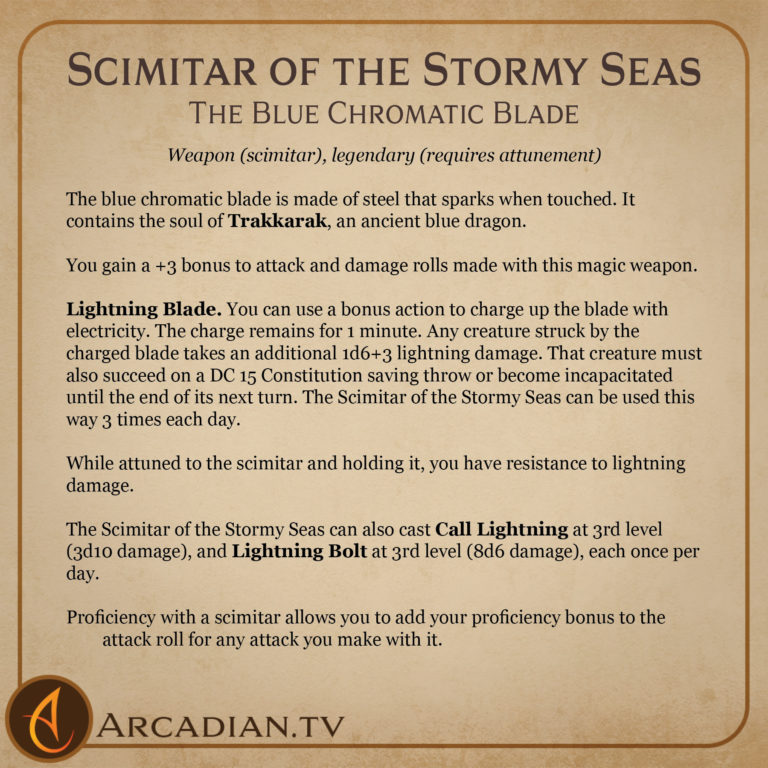 Scimitar of the Stormy Sea – DnD magic item - Arcadian Media