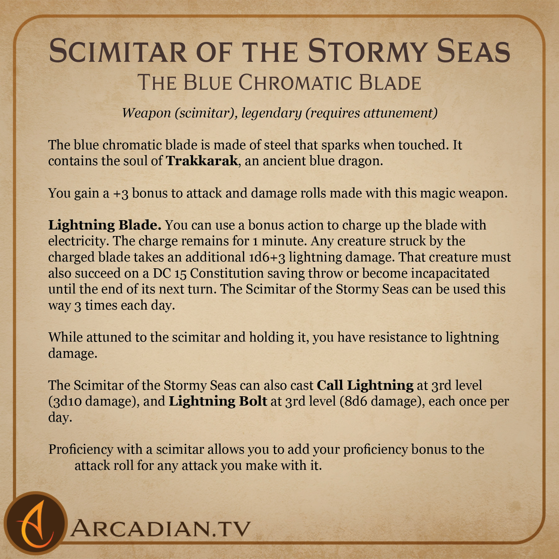 Scimitar of the Stormy Sea – DnD magic item - Arcadian Media