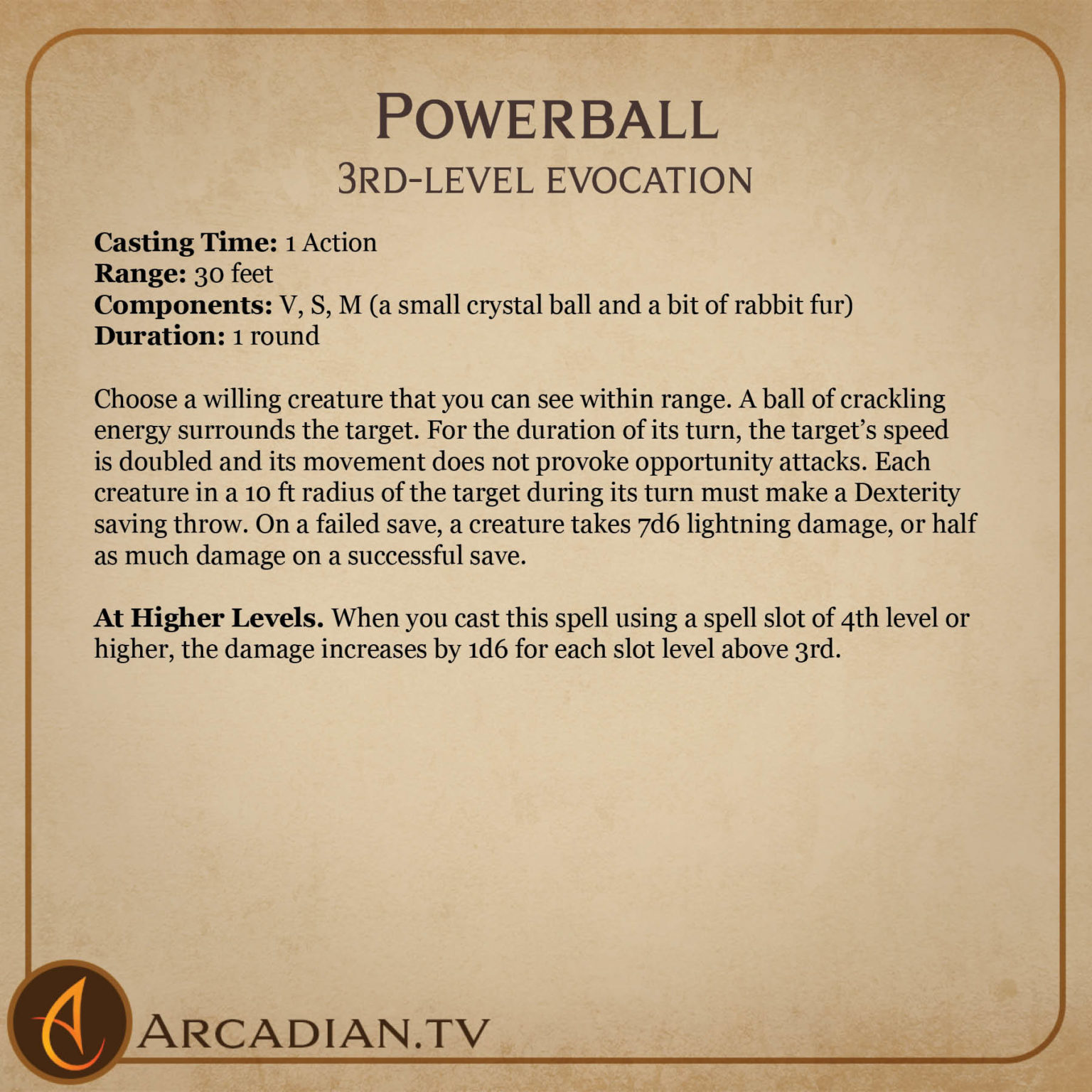 Powerball – new DnD spell - Arcadian Media