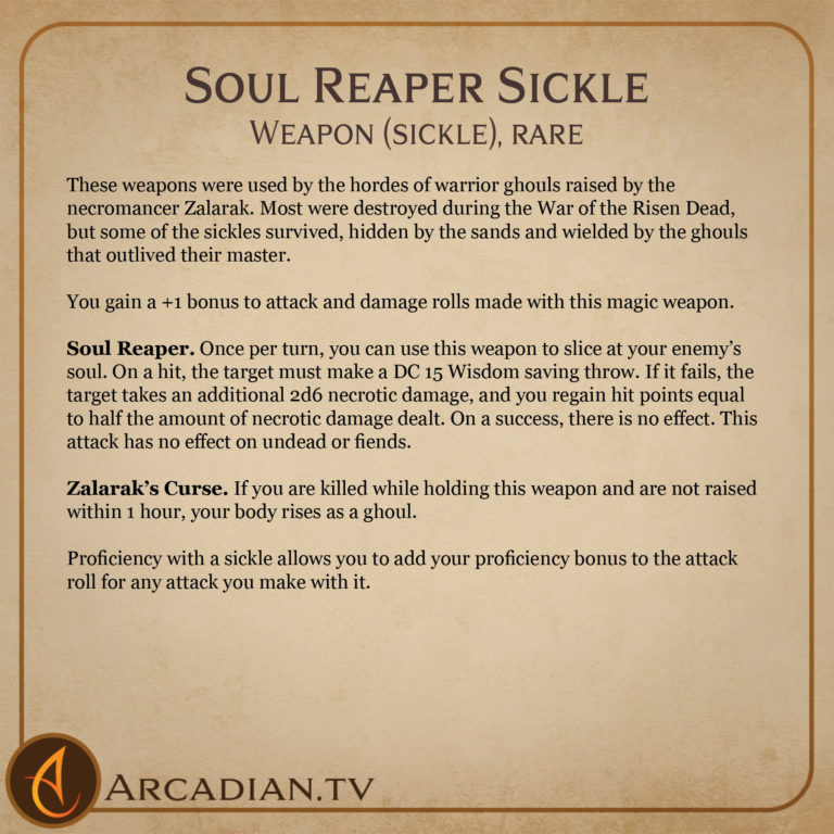 Soul Reaper Sickle – DnD new magic weapon - Arcadian Media