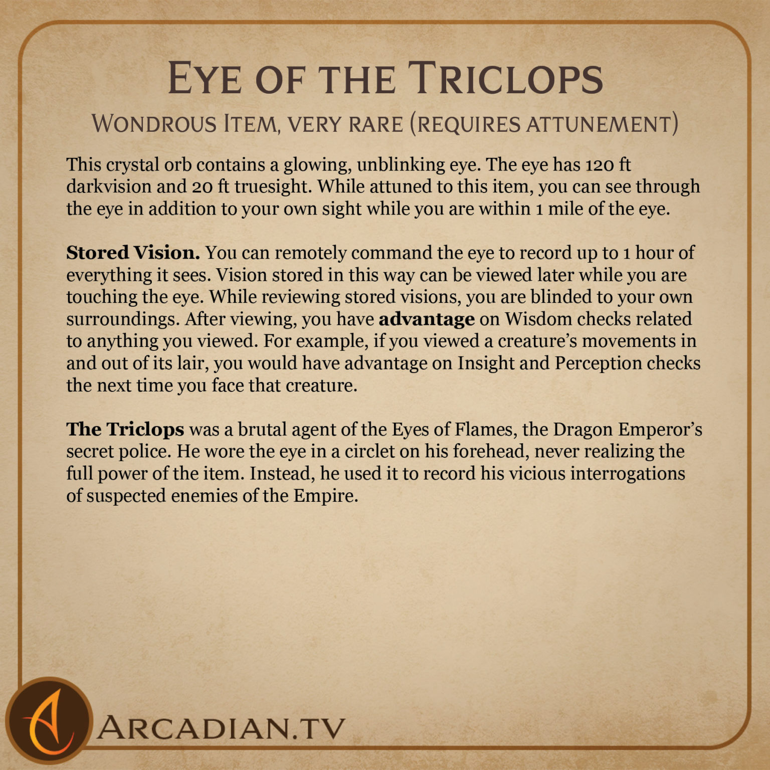 The Triclops – DnD new NPC and magic item - Arcadian Media