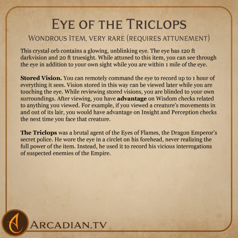 The Triclops – DnD new NPC and magic item - Arcadian Media