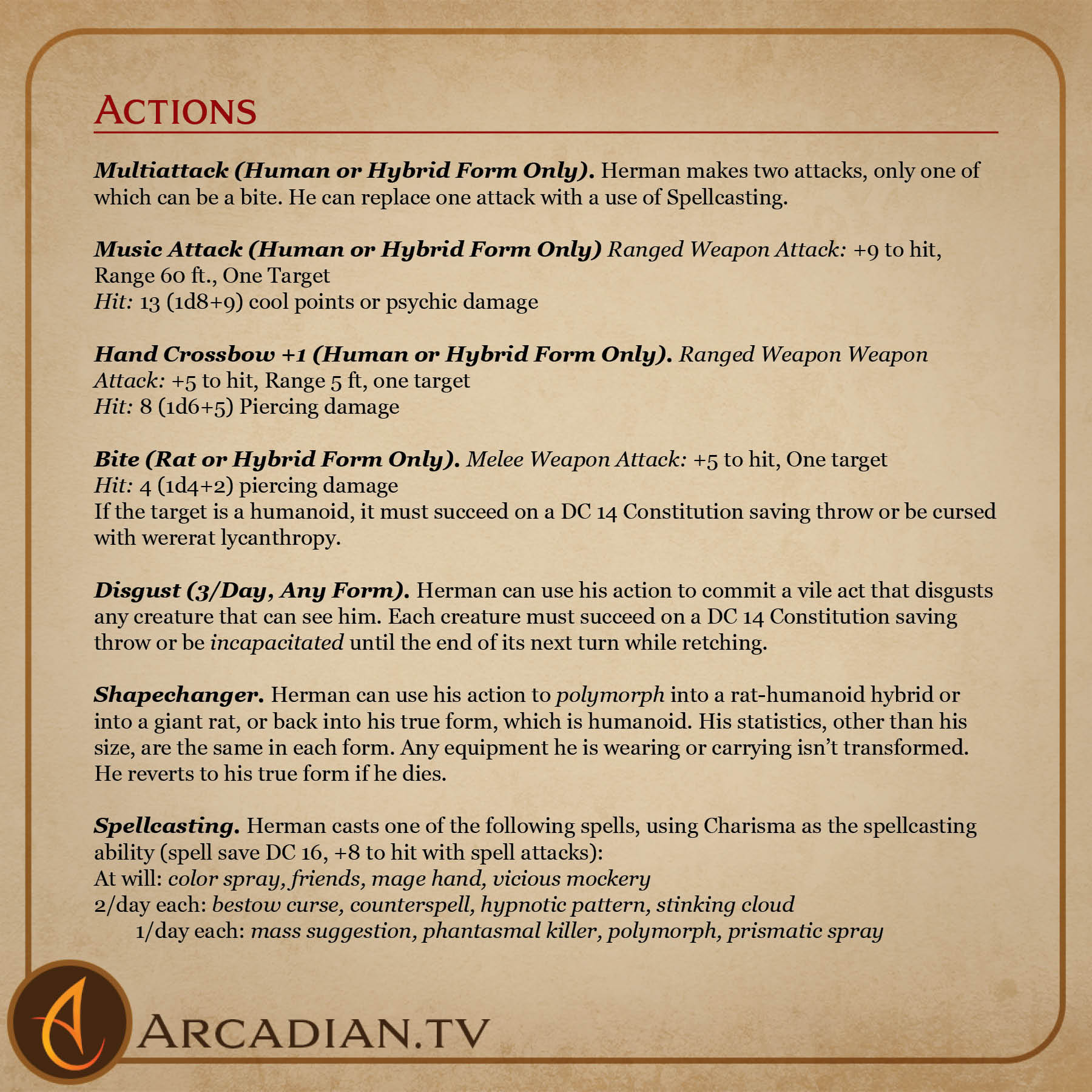 Herman Vile – new DnD wererat villain - Arcadian Media