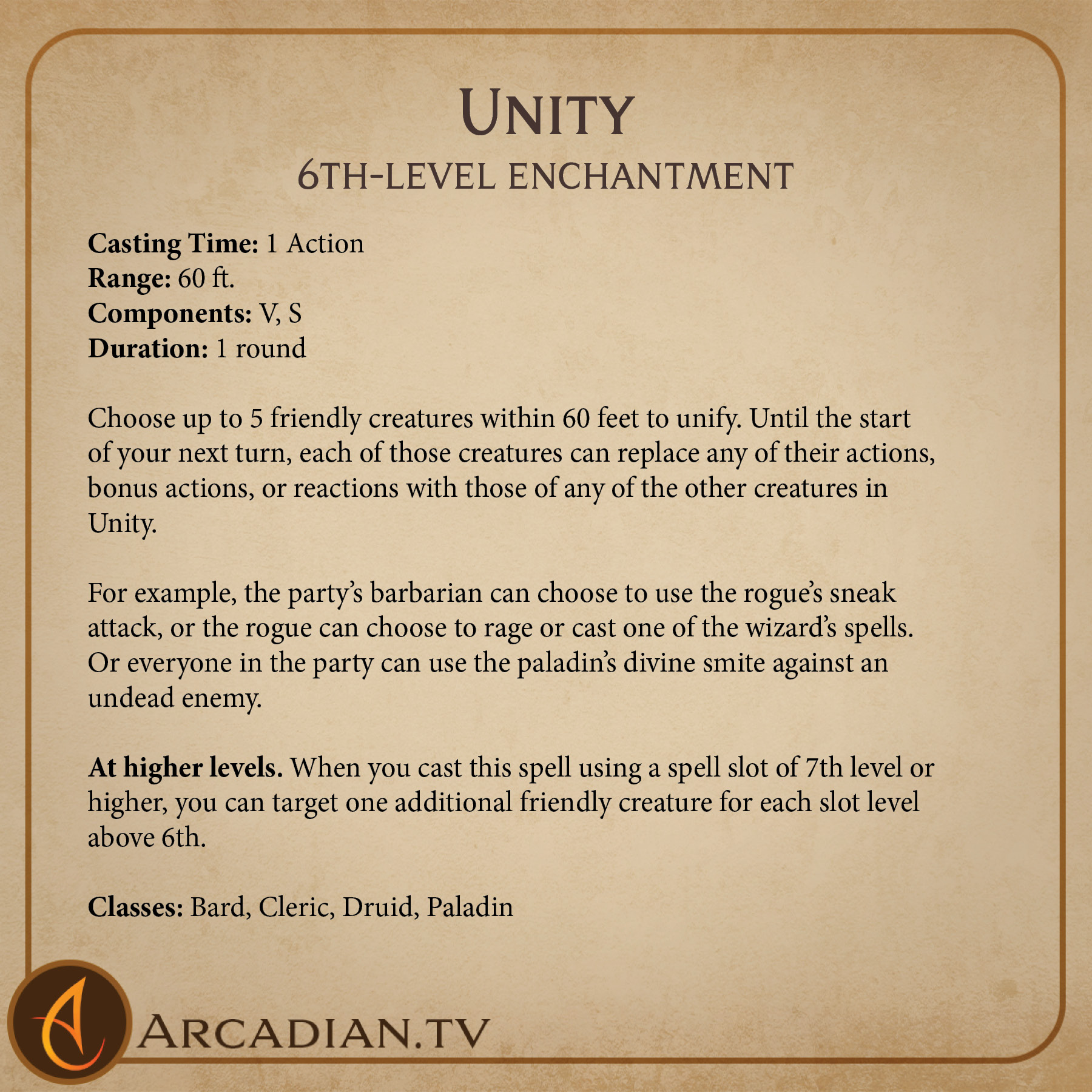 Unity – new DnD enchantment spell - Arcadian Media