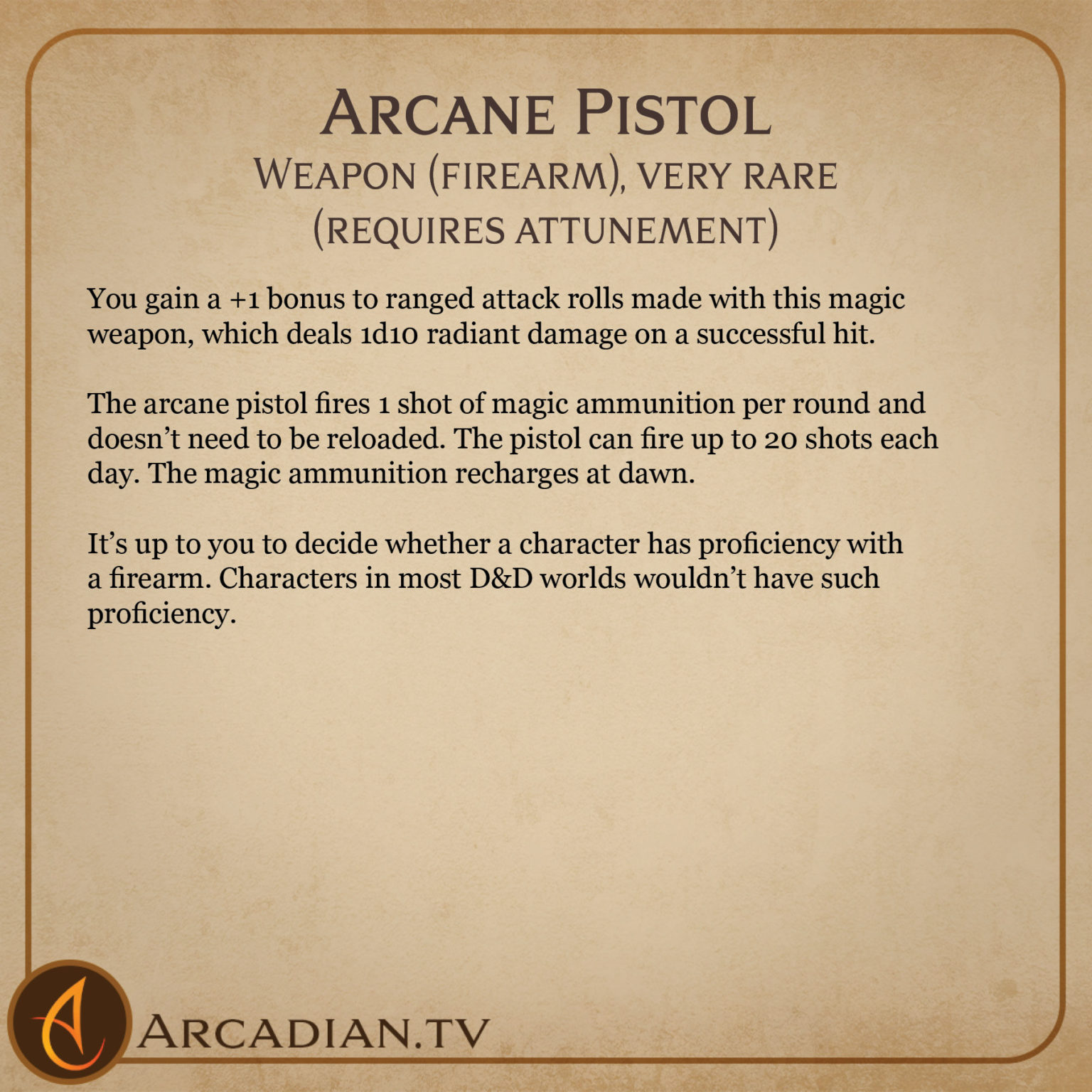 Arcane Pistol – new DnD magic firearm - Arcadian Media