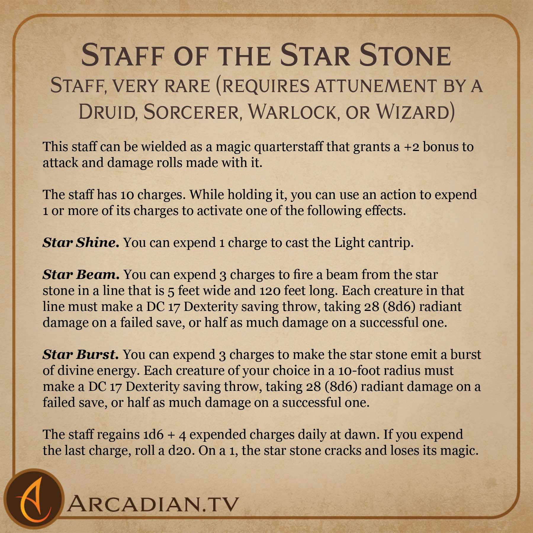 Staff of the Star Stone – DnD magic item - Arcadian Media