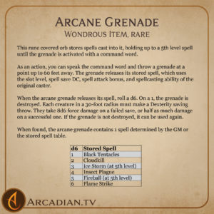 Arcane Grenade – new DnD magic item - Arcadian Media