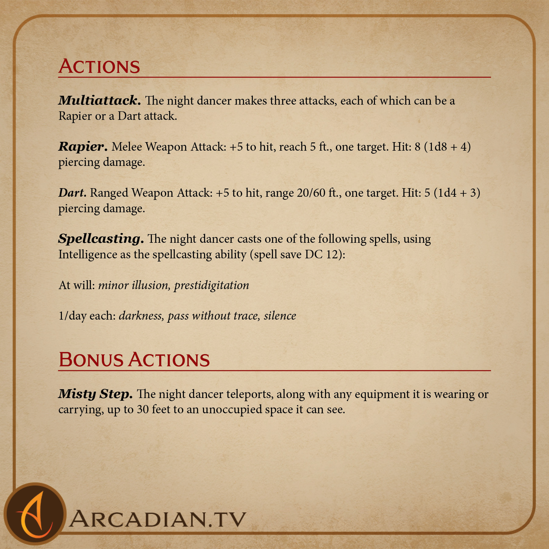 Night Dancer – new DnD npc monster - Arcadian Media