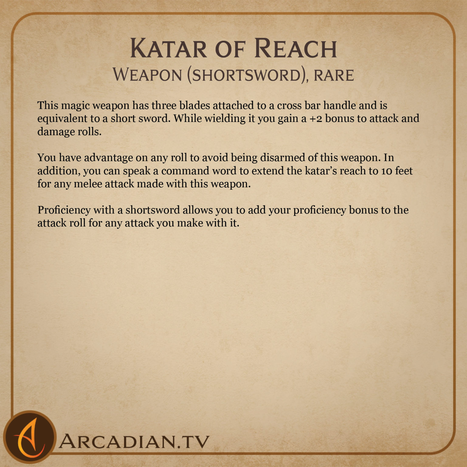 Katar of Reach – new DnD magic weapon - Arcadian Media