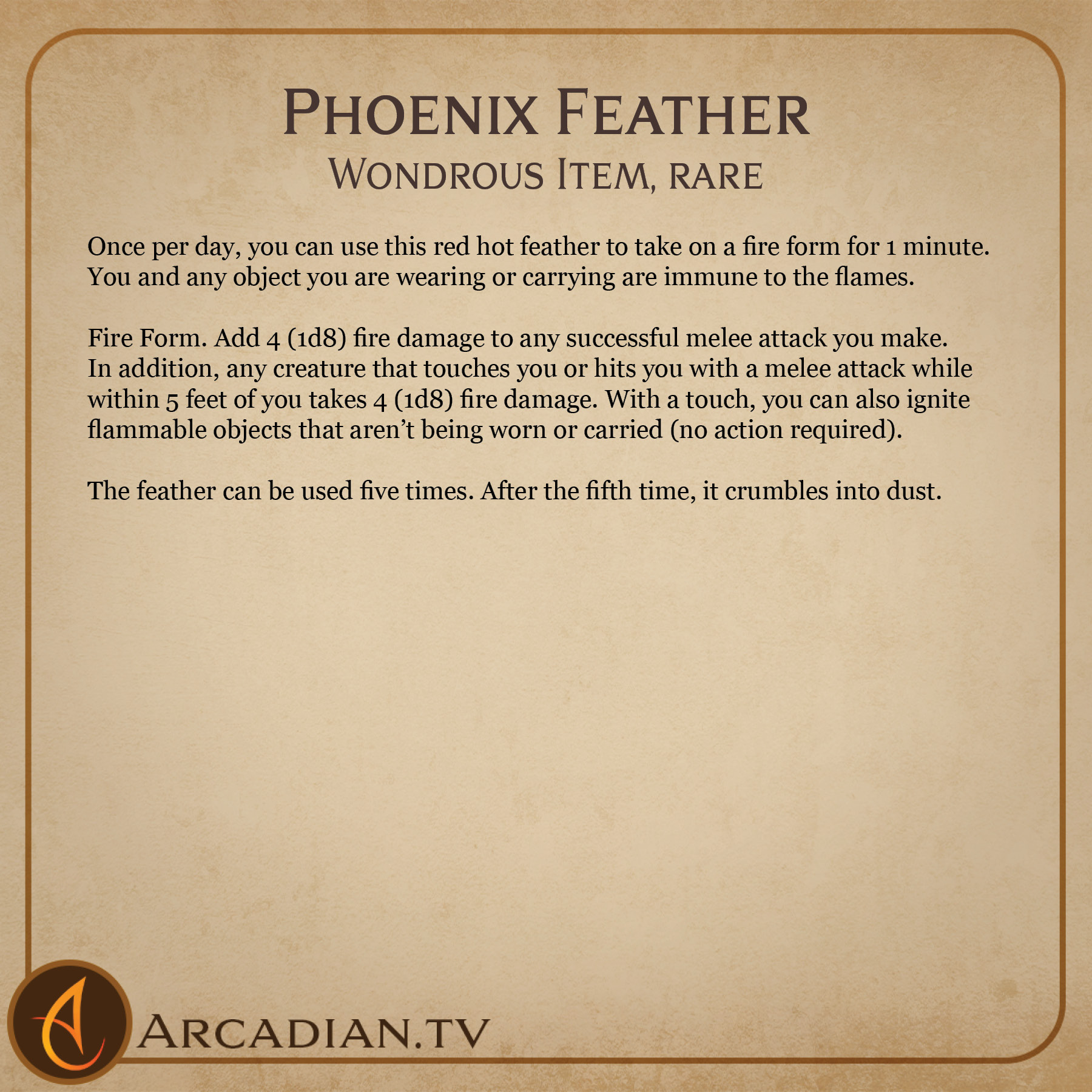 Phoenix Feather – new DnD magic item - Arcadian Media