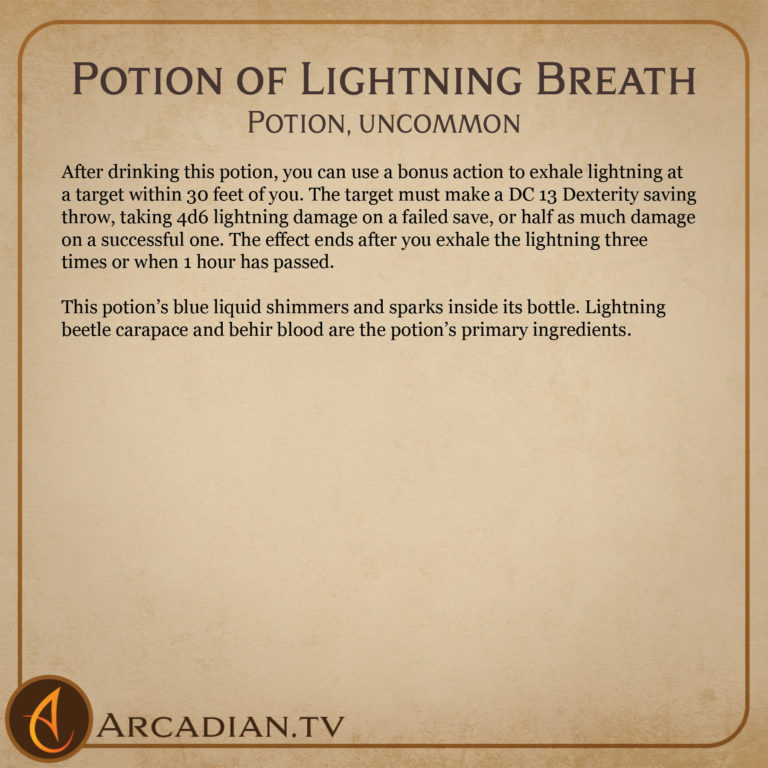Potion of Lightning Breath – DnD magic item - Arcadian Media