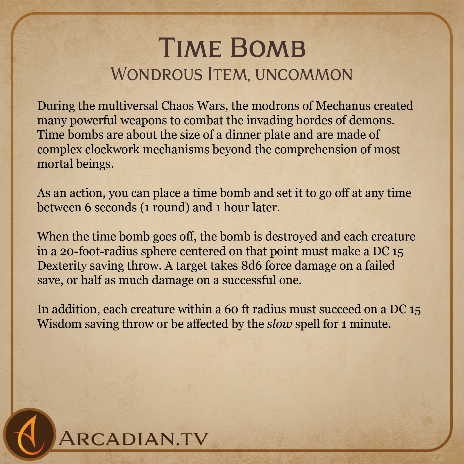 Time Bomb – Dungeons and Dragons magic item - Arcadian Media