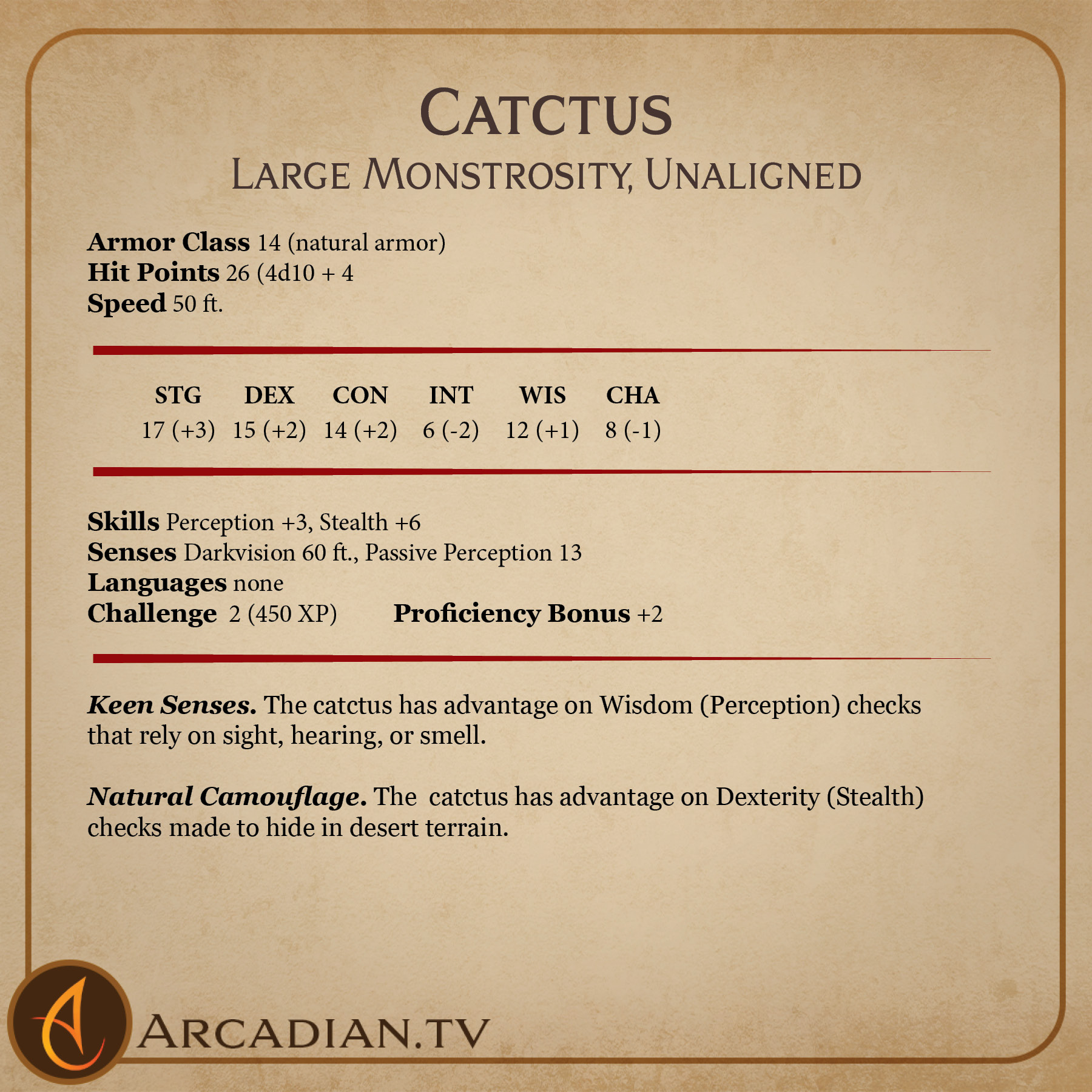 Catctus – new Dungeons and Dragons monster - Arcadian Media