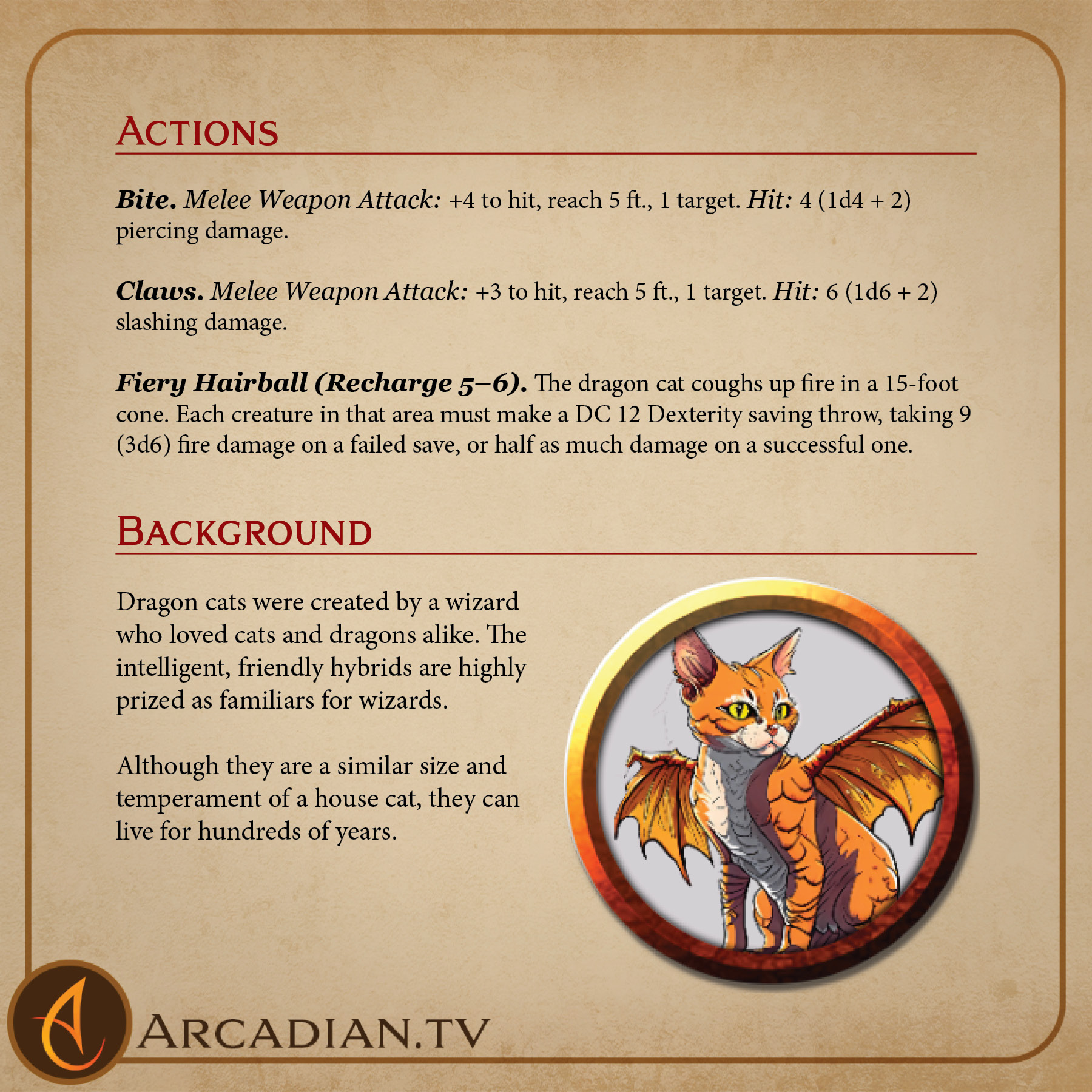 Dragon Cat – Dungeons and Dragons monster - Arcadian Media