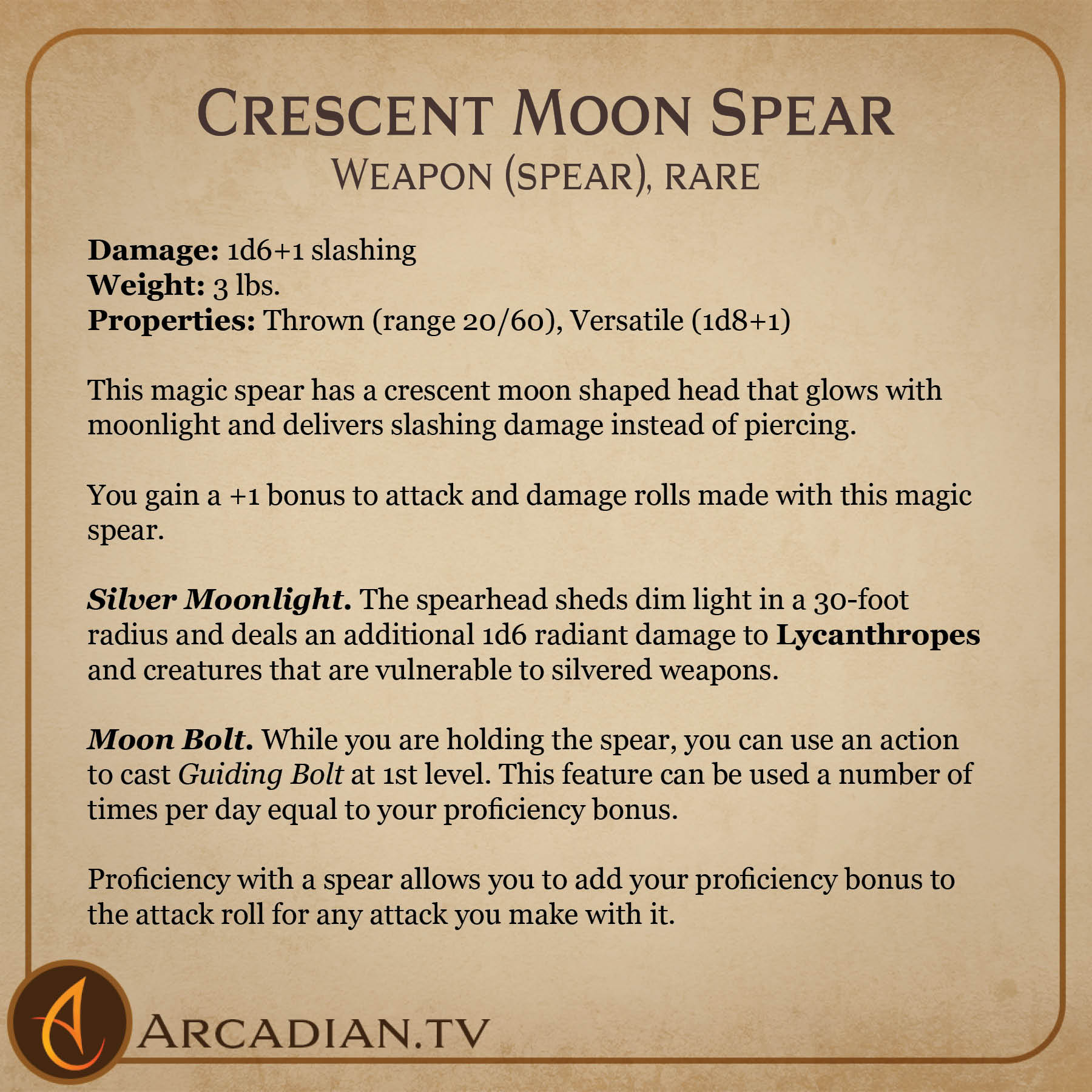 Crescent Moon Spear – new DnD magic weapon - Arcadian Media