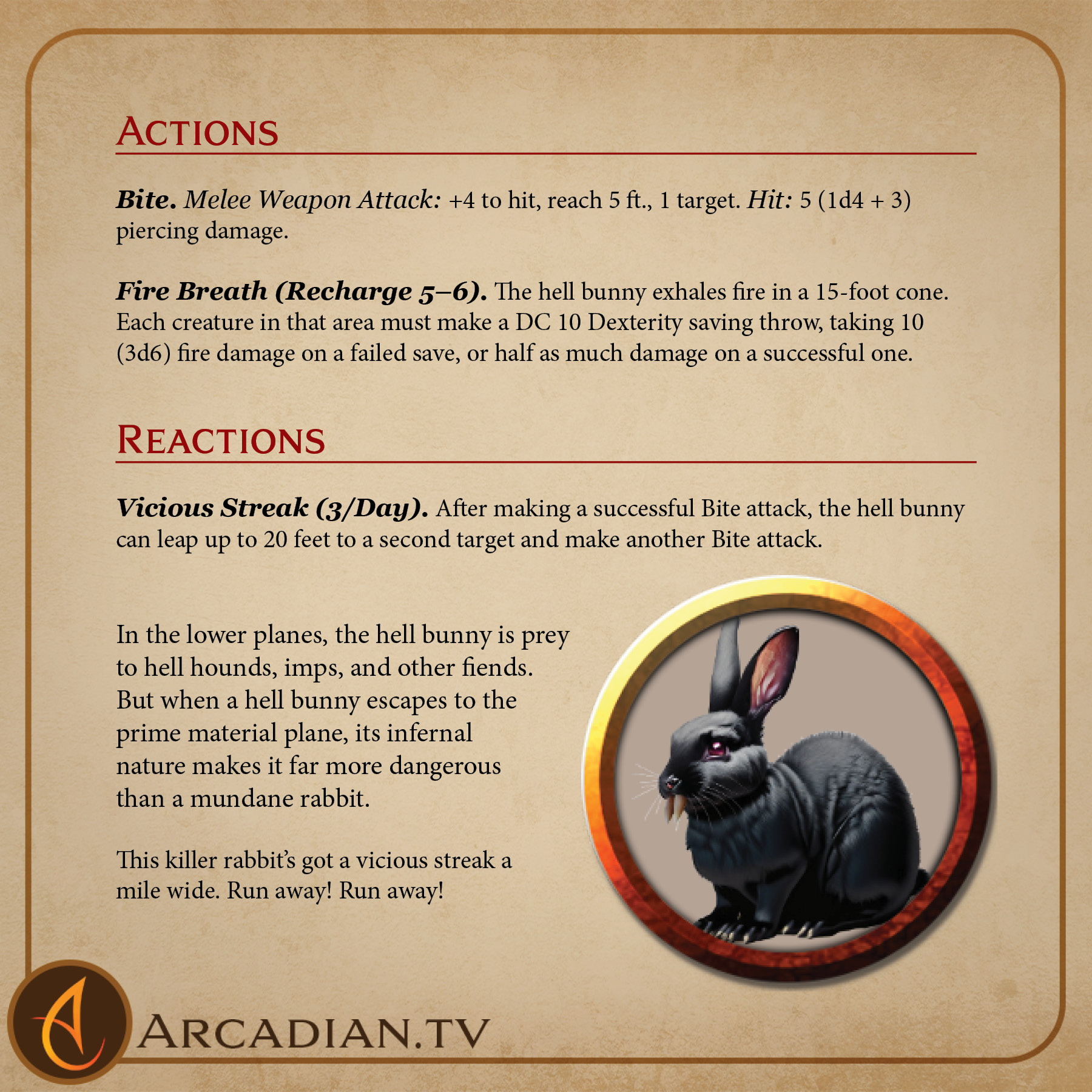 Hell Bunny – Dungeons and Dragons monster - Arcadian Media