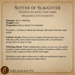 Scythe of Slaughter – new DnD magic weapon - Arcadian Media