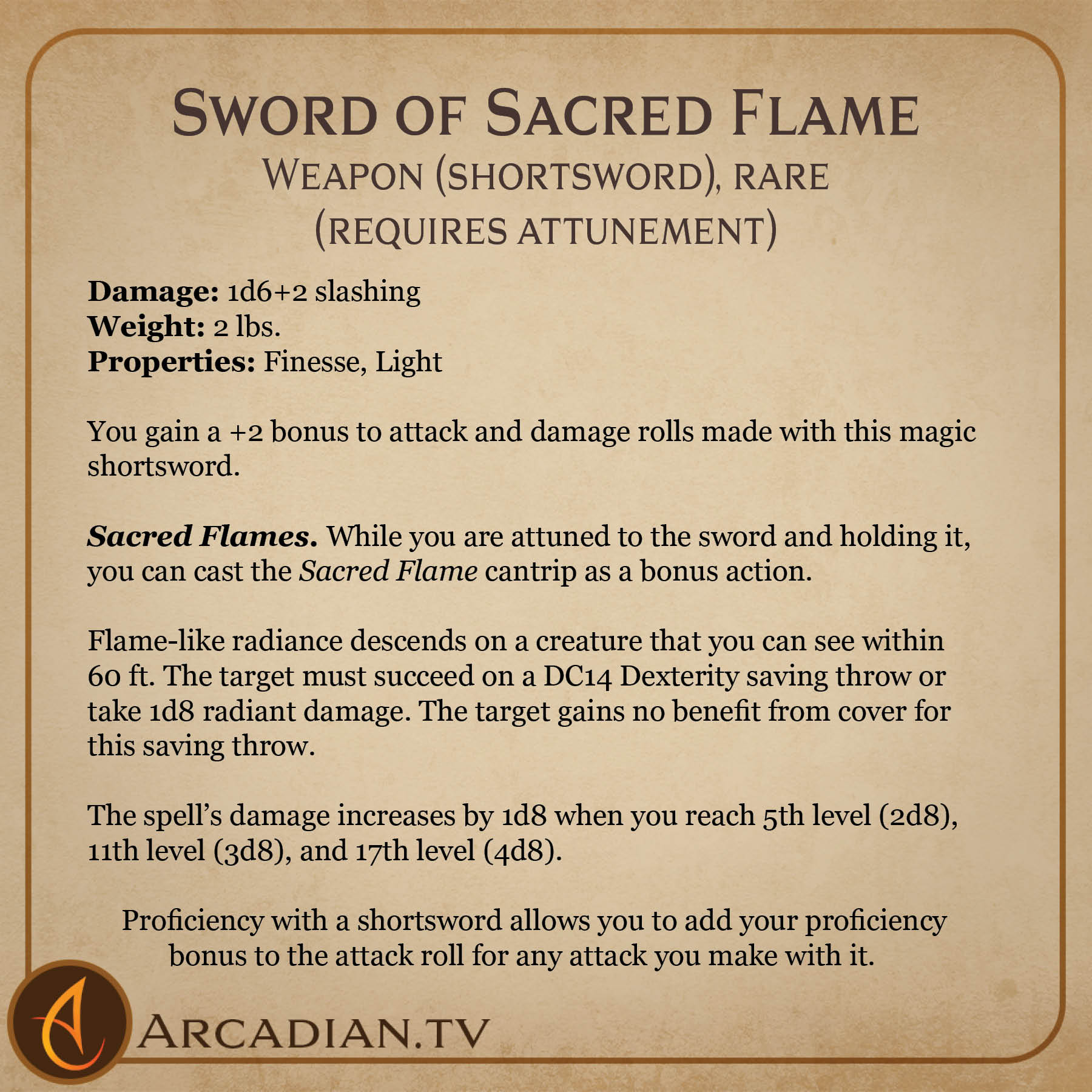 Sword of Sacred Flame – DnD magic weapon - Arcadian Media