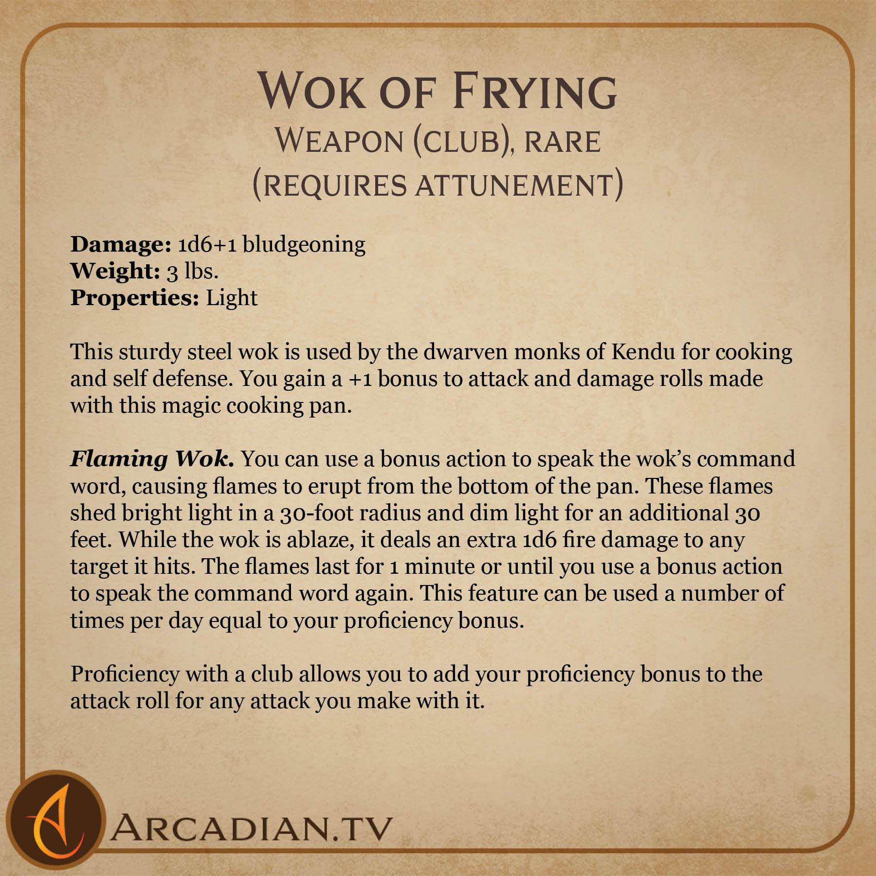 Wok of Frying – new DnD magic item - Arcadian Media