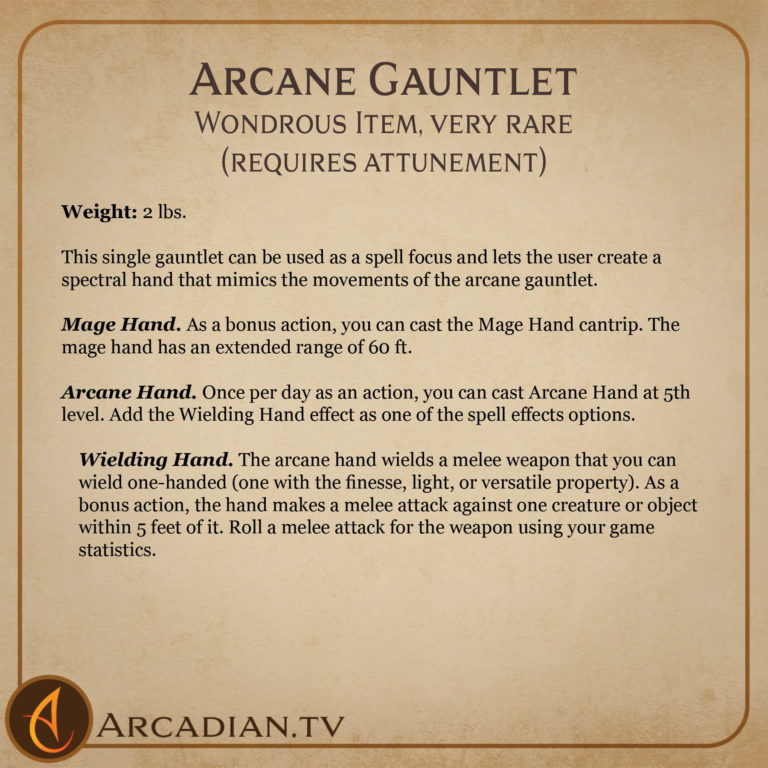 Arcane Gauntlet – new DnD magic item - Arcadian Media