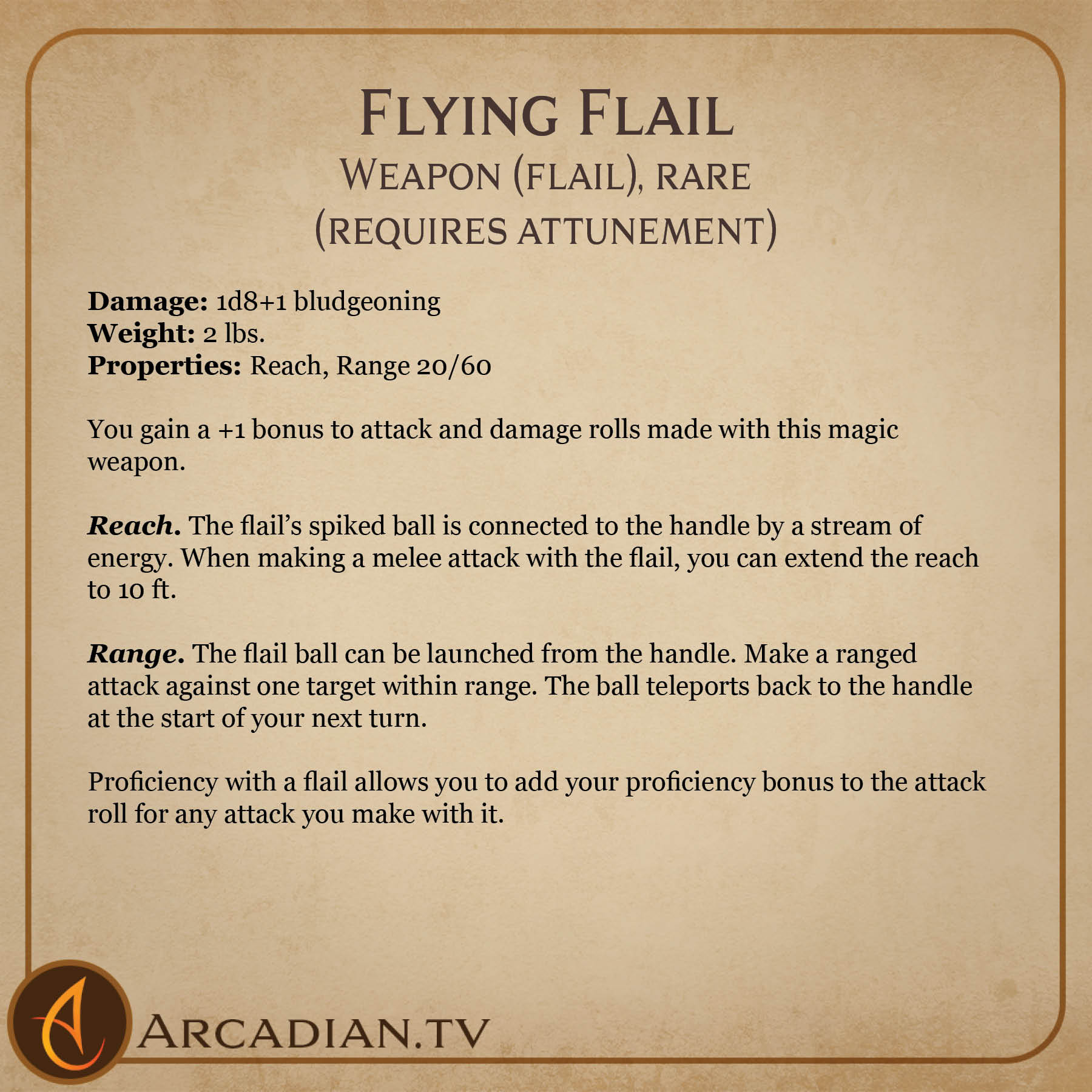 Flying Flail – new magic weapon for DnD - Arcadian Media