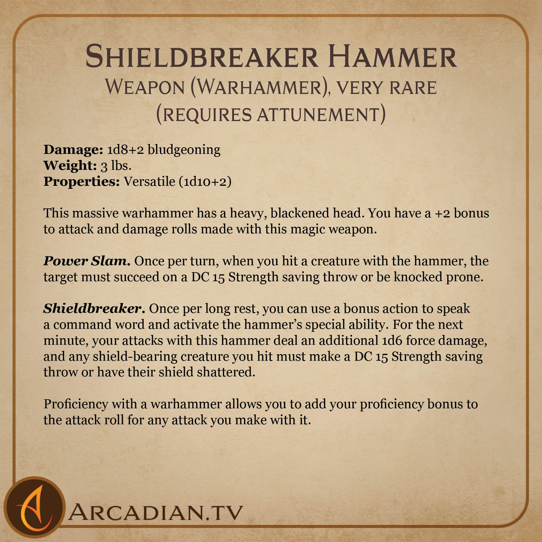Shieldbreaker Hammer – new DnD magic weapon - Arcadian Media