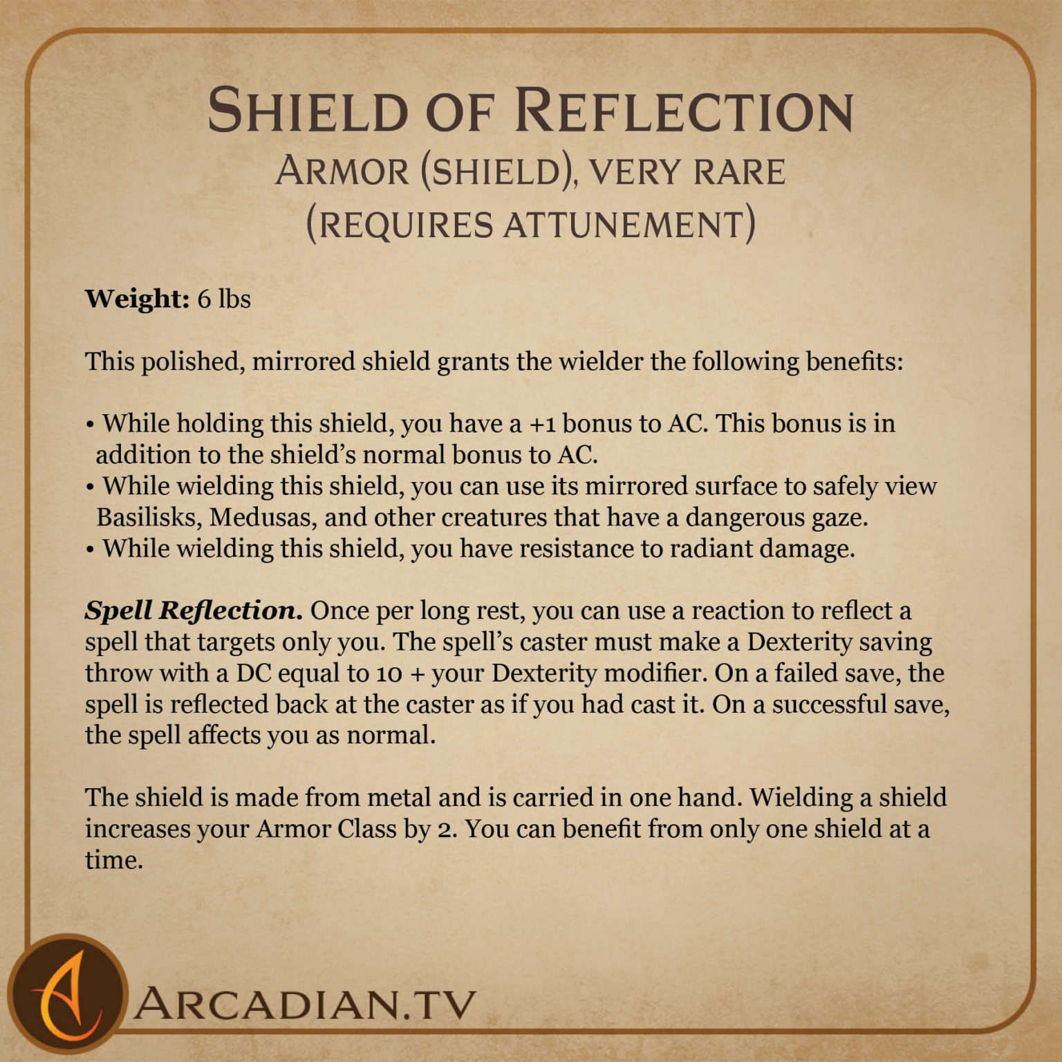 Shield of Reflection – new DnD magic item - Arcadian Media