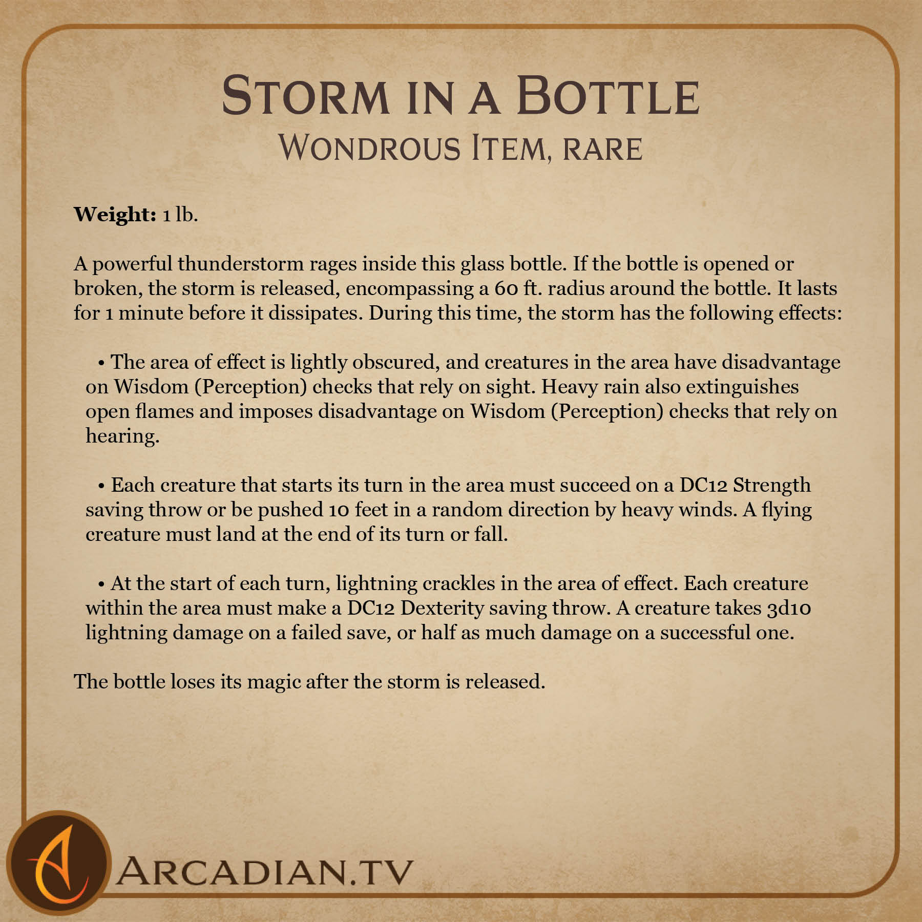 Storm in a Bottle – new DnD magic item - Arcadian Media