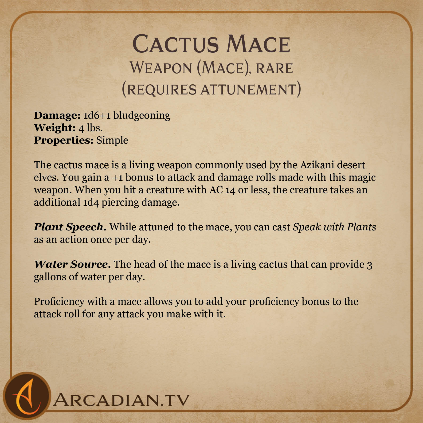 Cactus Mace – new magic weapon for DnD - Arcadian Media