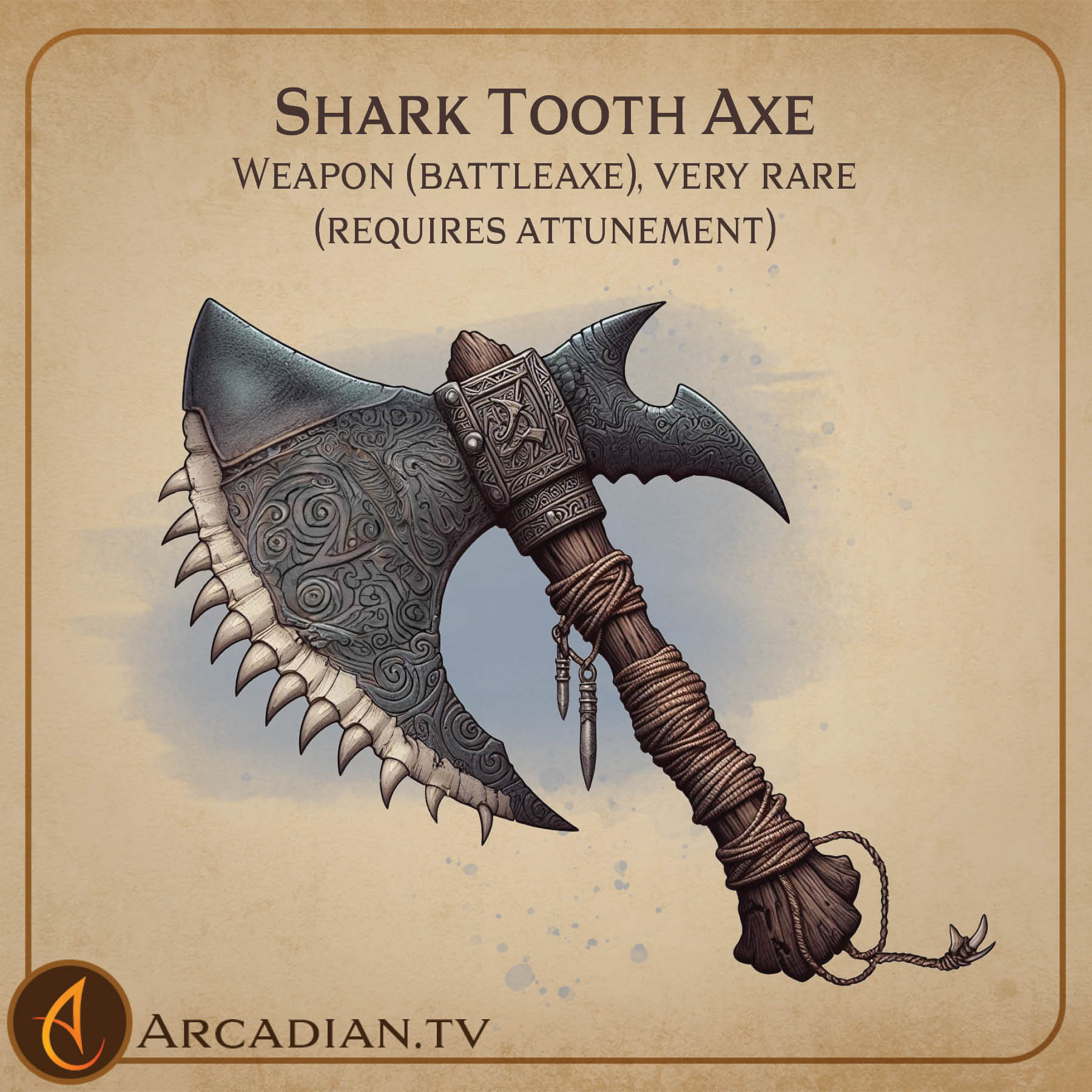 Shark Tooth Axe – new DnD magic weapon - Arcadian Media