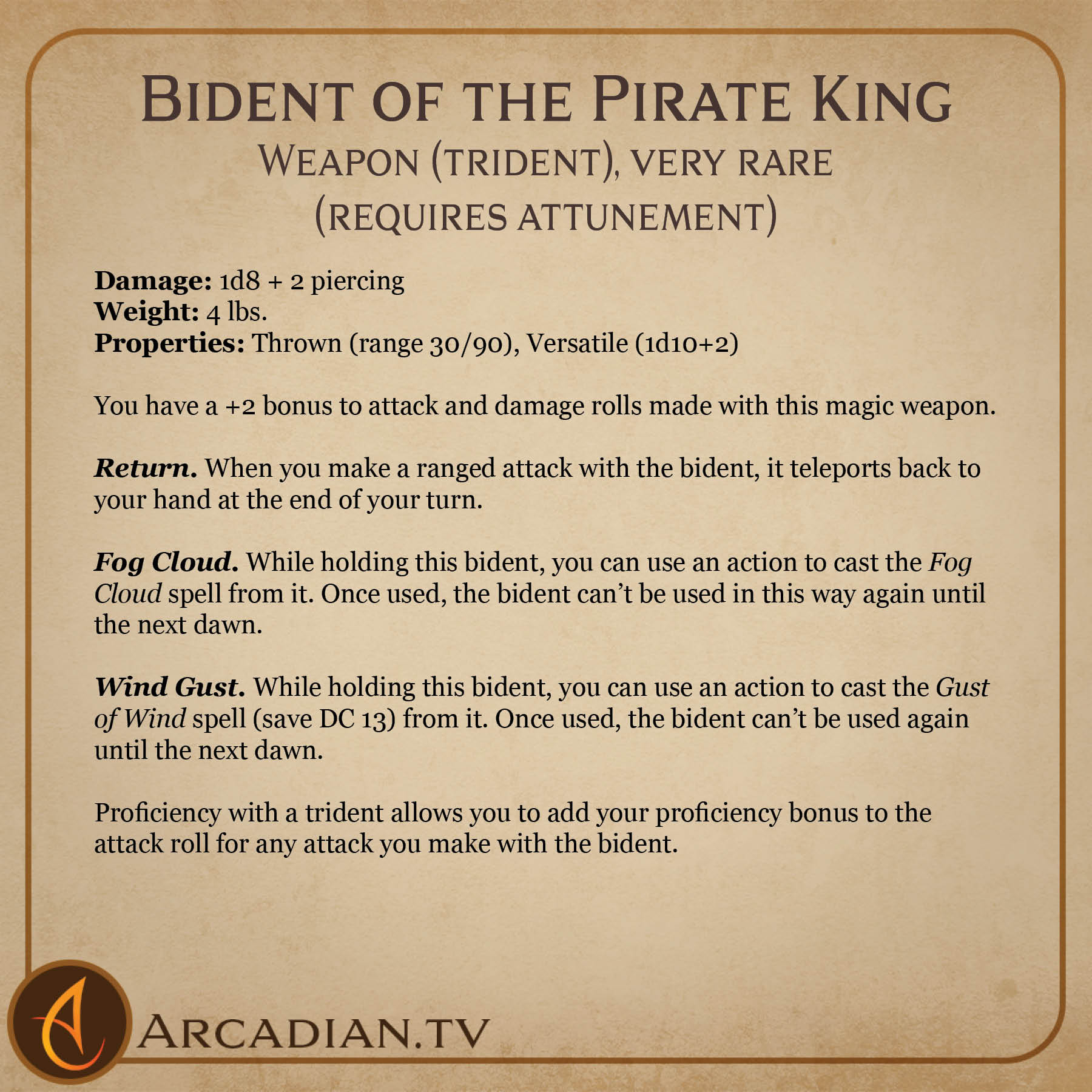 Bident of the Pirate King – DnD magic item - Arcadian Media