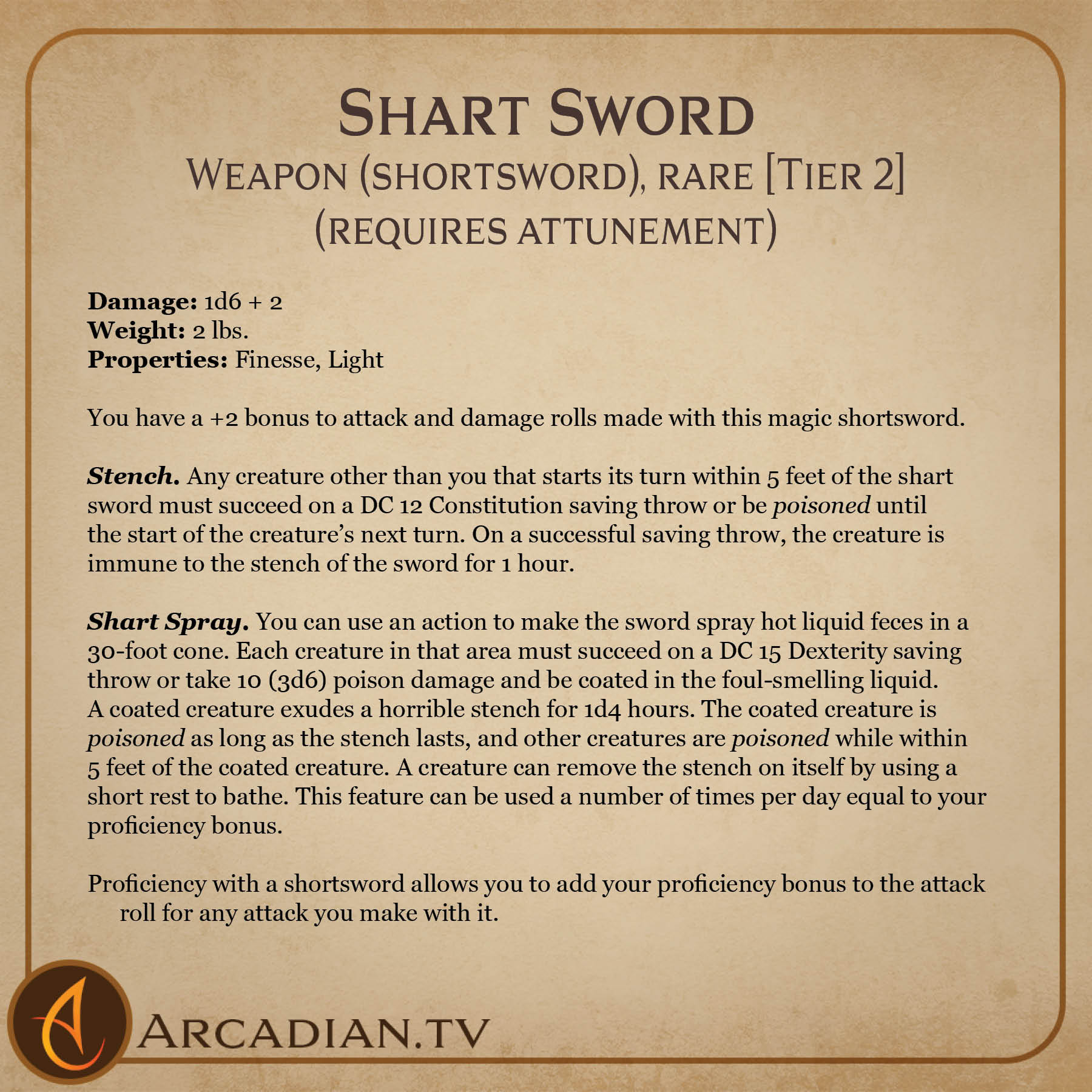 Shart Sword – new magic weapon for DnD - Arcadian Media