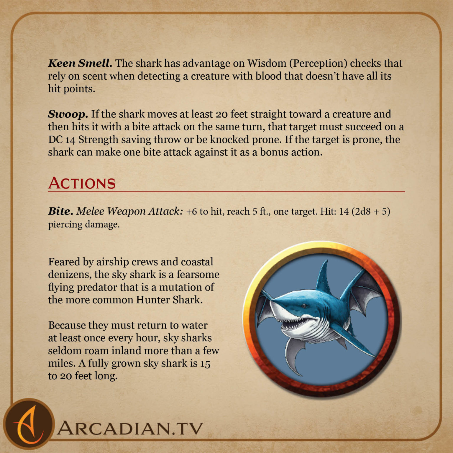 Sky Shark – Dungeons and Dragons monster - Arcadian Media