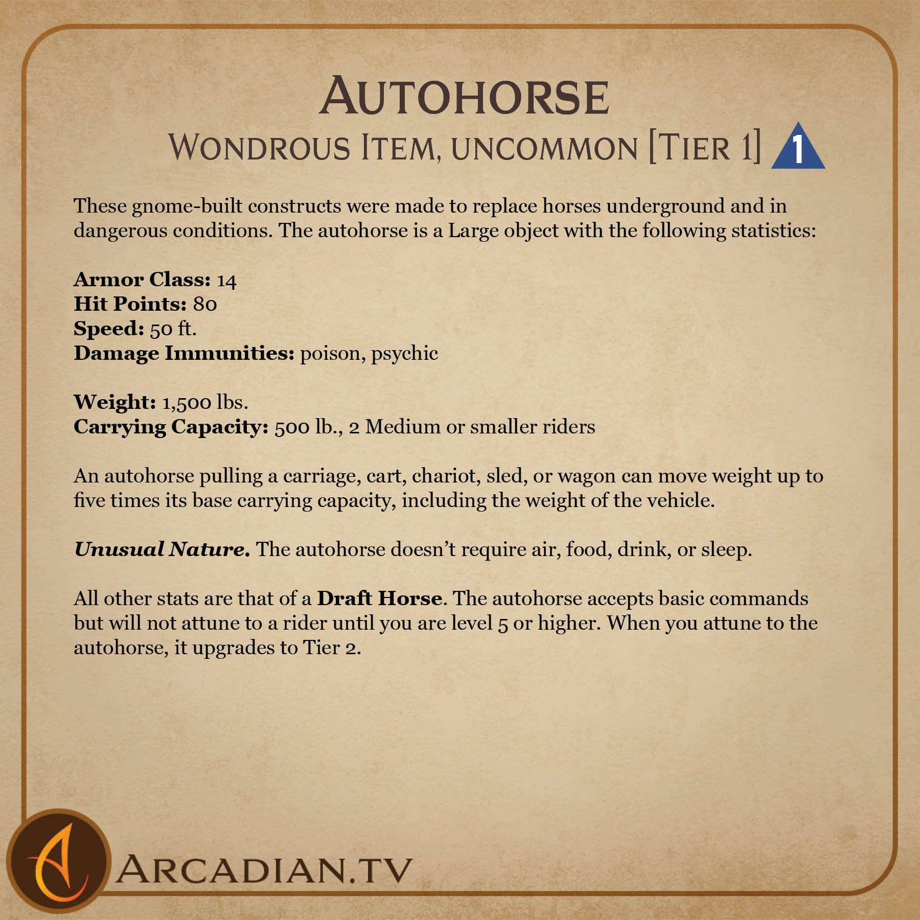 Autohorse – new magic construct for DnD - Arcadian Media