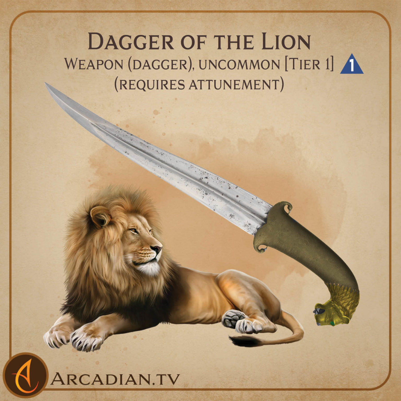 Dagger of the Lion – new DnD magic weapon - Arcadian Media