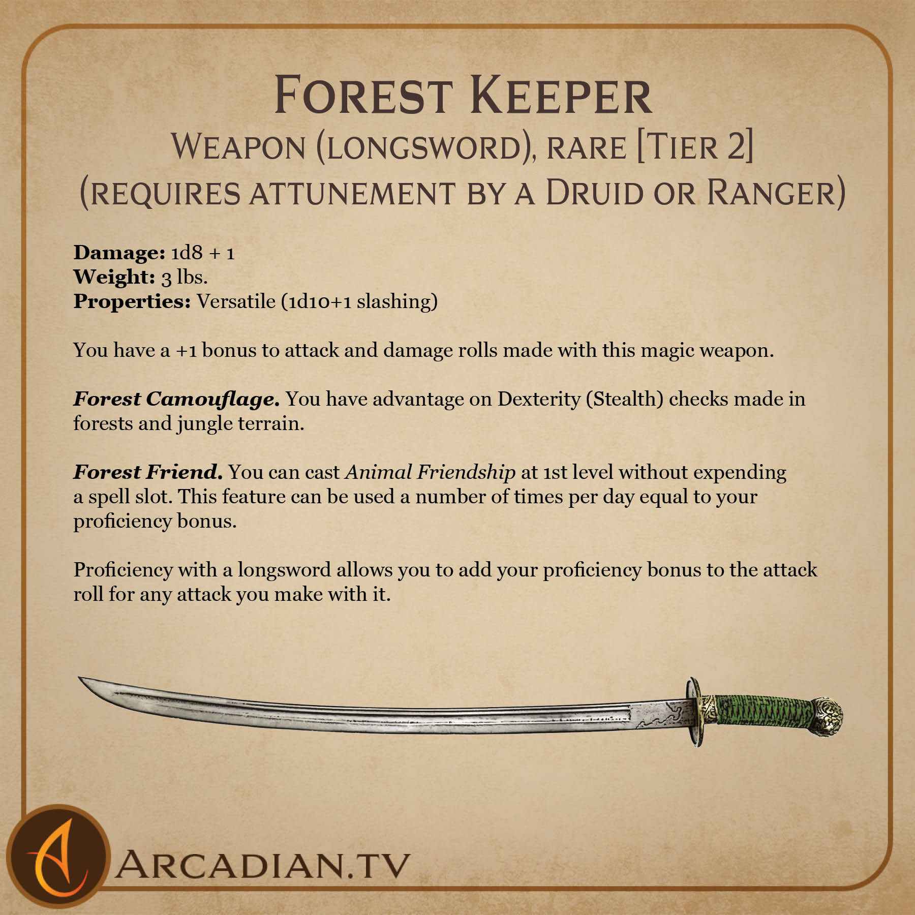 Forest Keeper – new magic sword for DnD - Arcadian Media