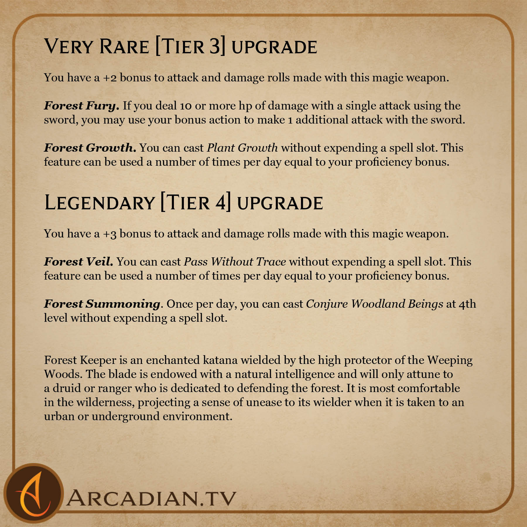 Forest Keeper – new magic sword for DnD - Arcadian Media