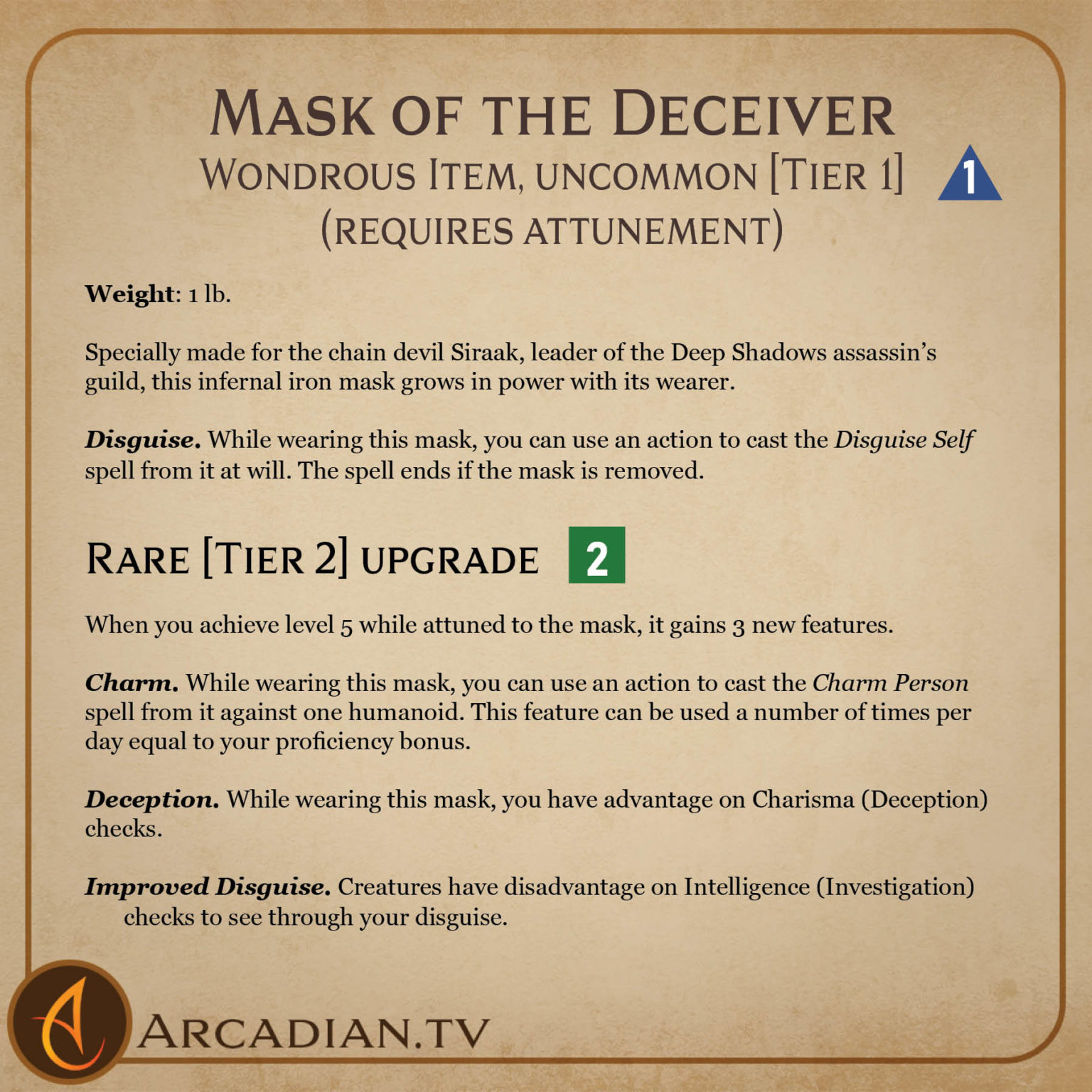 Mask of the Deceiver – new DnD magic item - Arcadian Media