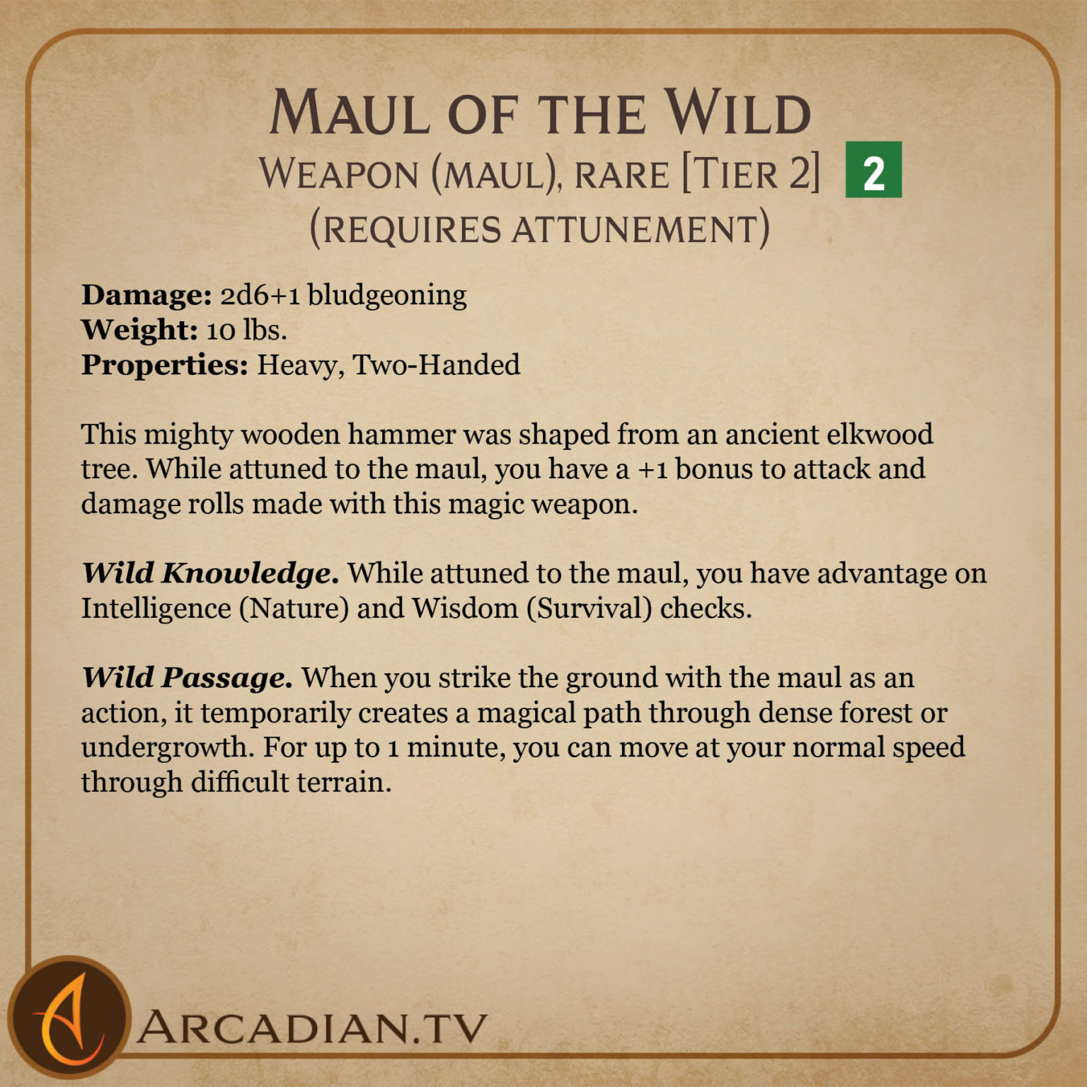 Maul of the Wild – new DnD magic weapon - Arcadian Media