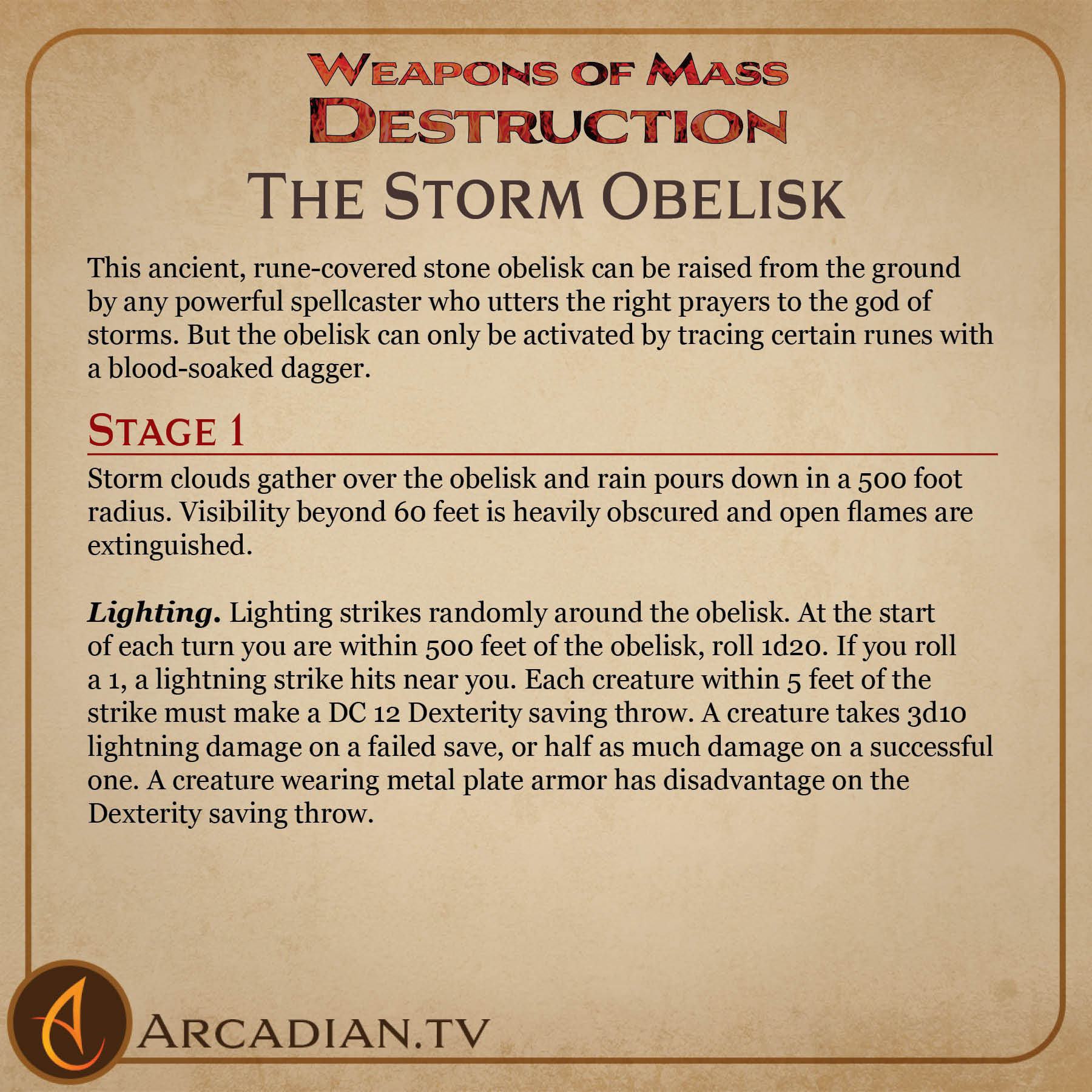 Storm Obelisk – weapon of mass destruction - Arcadian Media