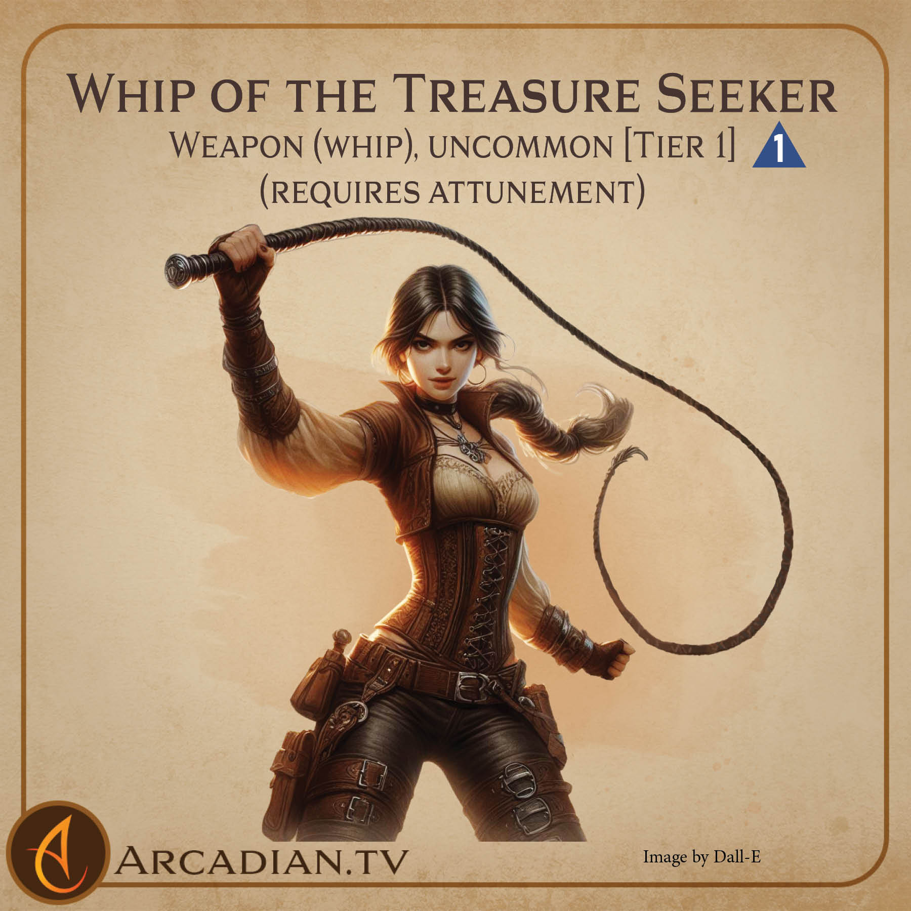 Whip of the Treasure Seeker DND magic item - Arcadian Media