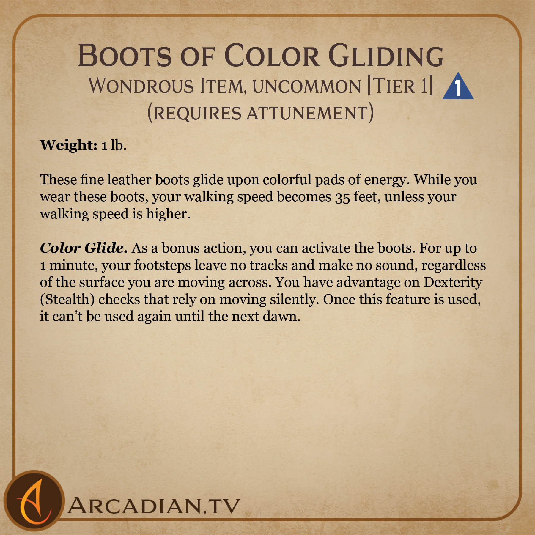 Boots of Color Gliding – new DnD magic item - Arcadian Media