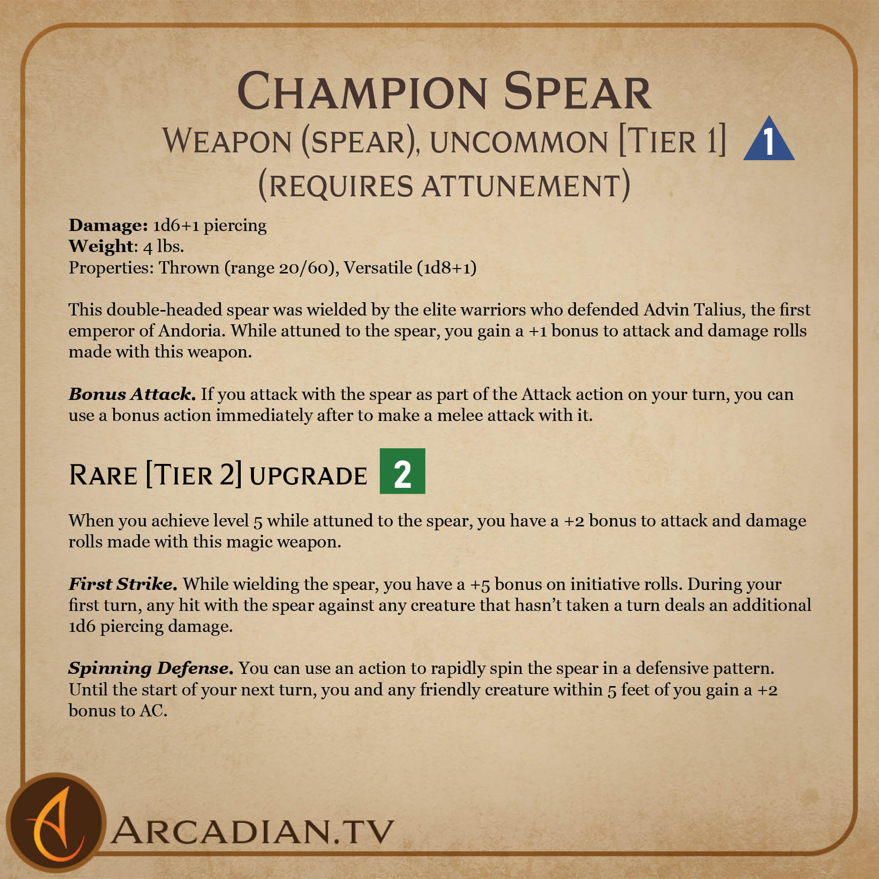 Champion Spear – new DnD magic weapon - Arcadian Media