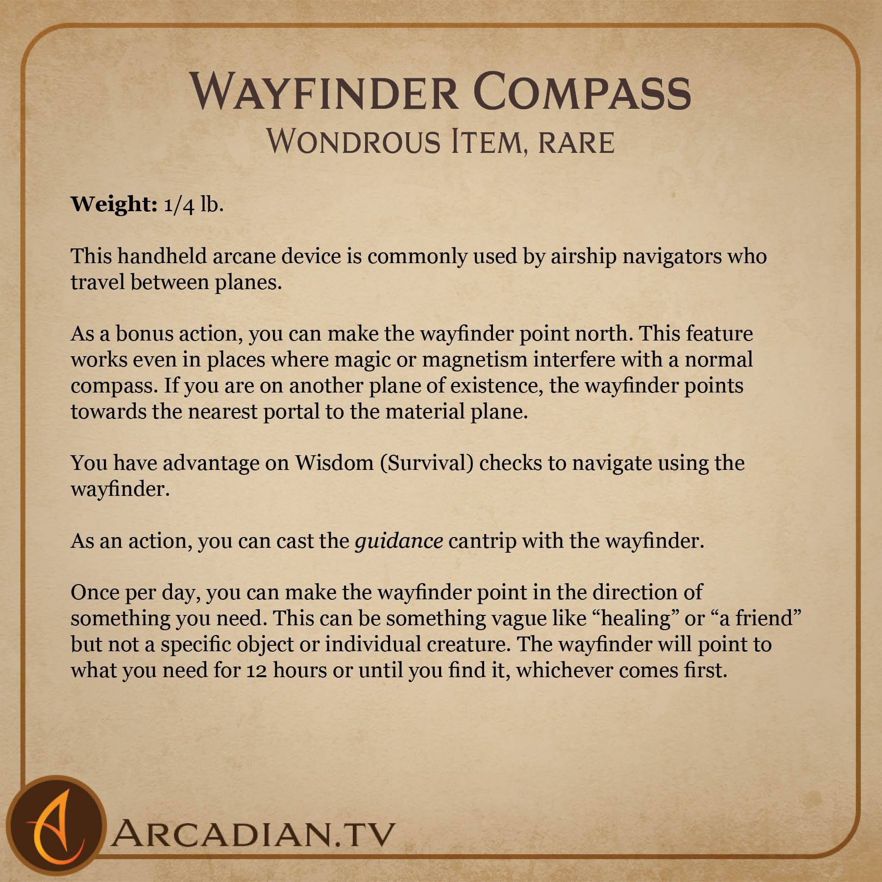 Wayfinder Compass – new DnD magic item - Arcadian Media