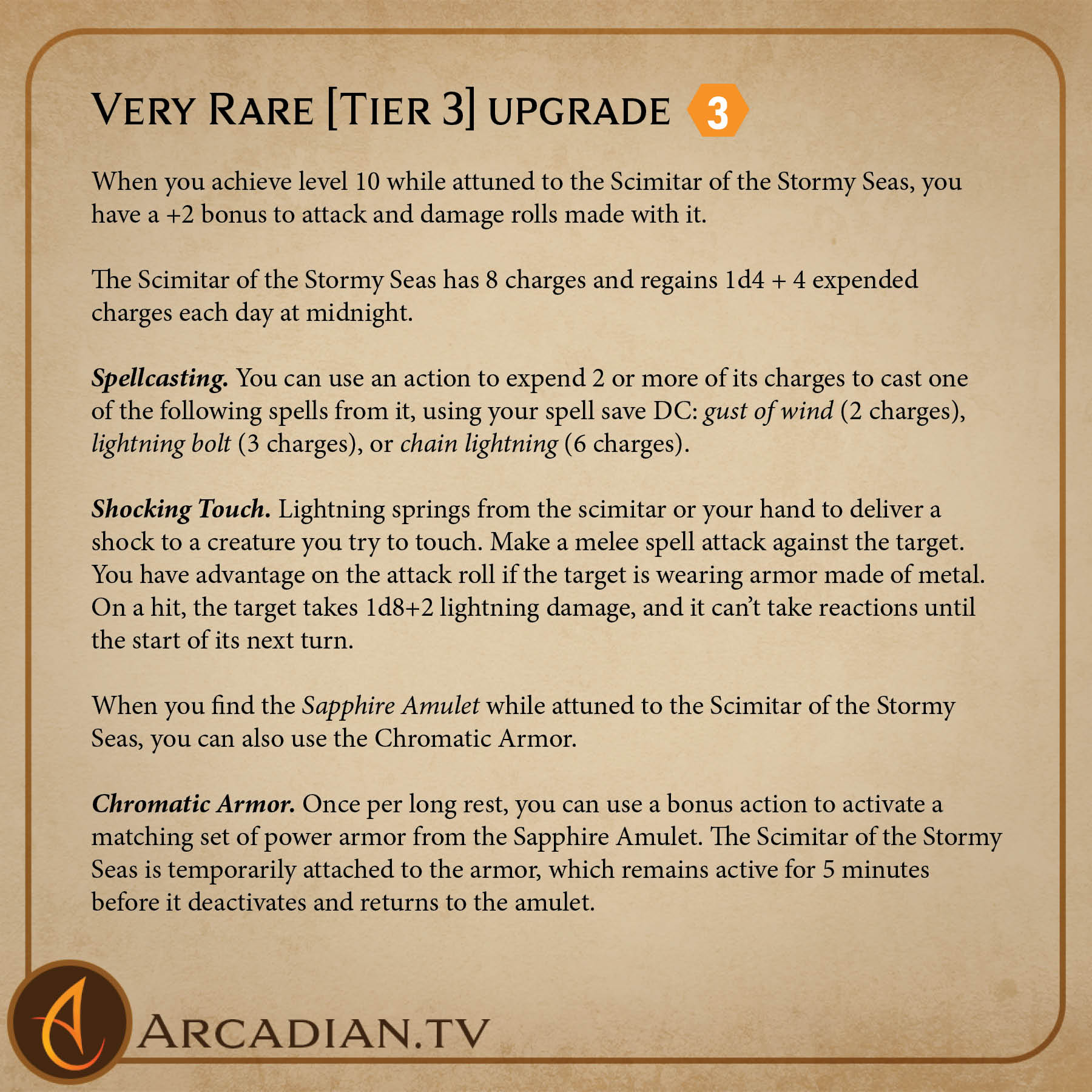 Scimitar of the Stormy Seas DnD magic item - Arcadian Media