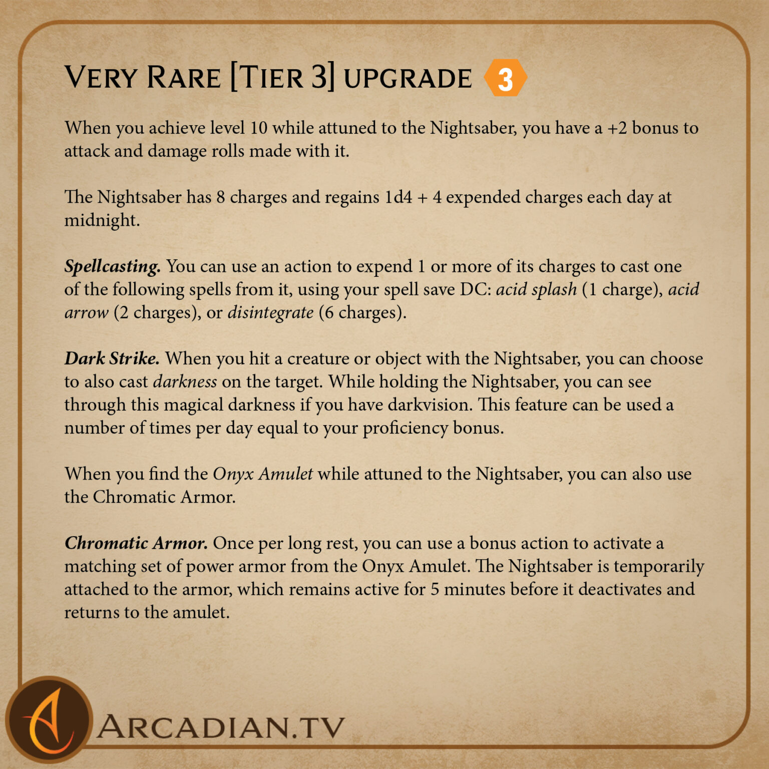 The Nightsaber – new magic weapon for DnD - Arcadian Media