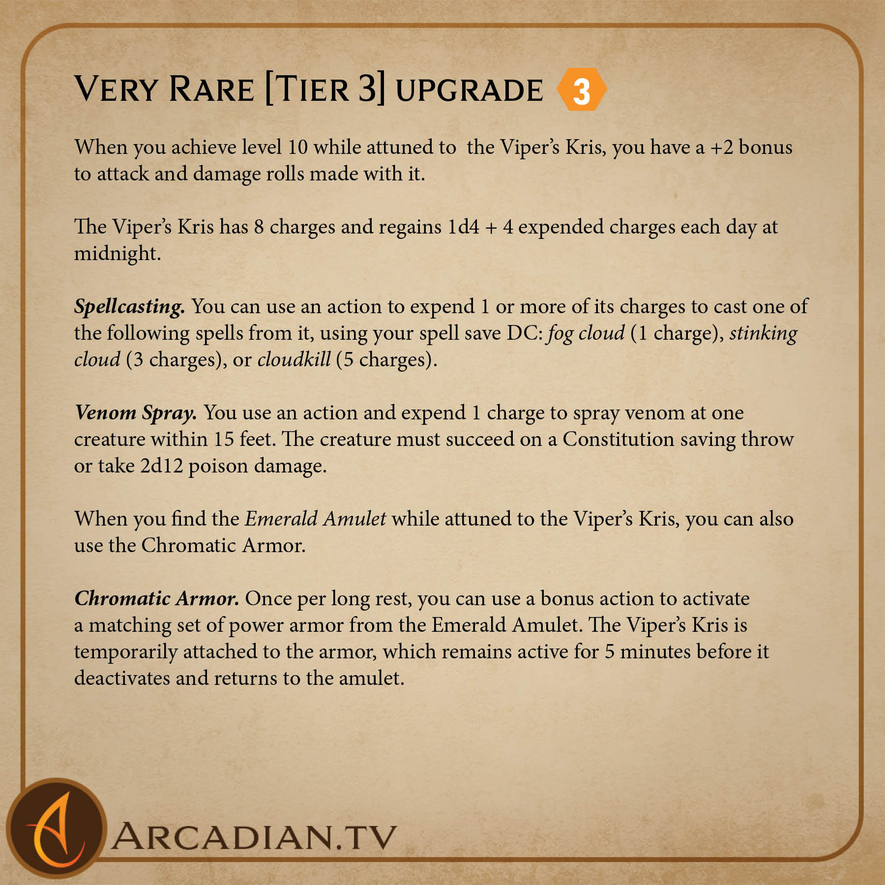 The Viper’s Kris – new DnD magic sword - Arcadian Media